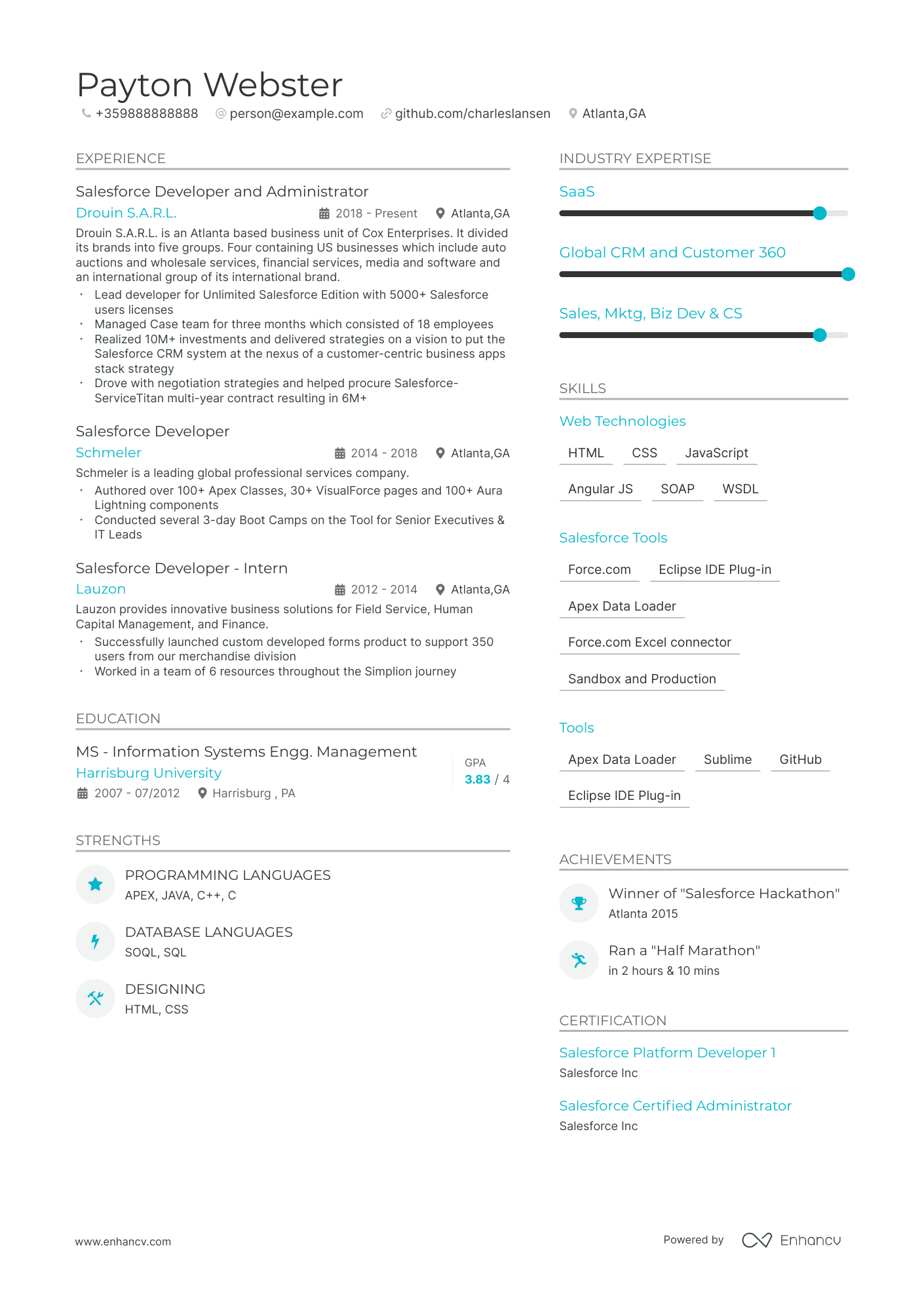 5 Salesforce Developer Resume Examples & Guide for 2025