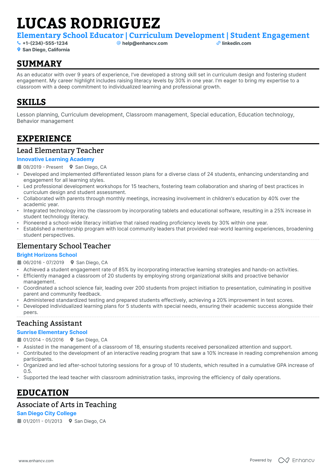 10 First Grade Teacher Resume Examples & Guide for 2026