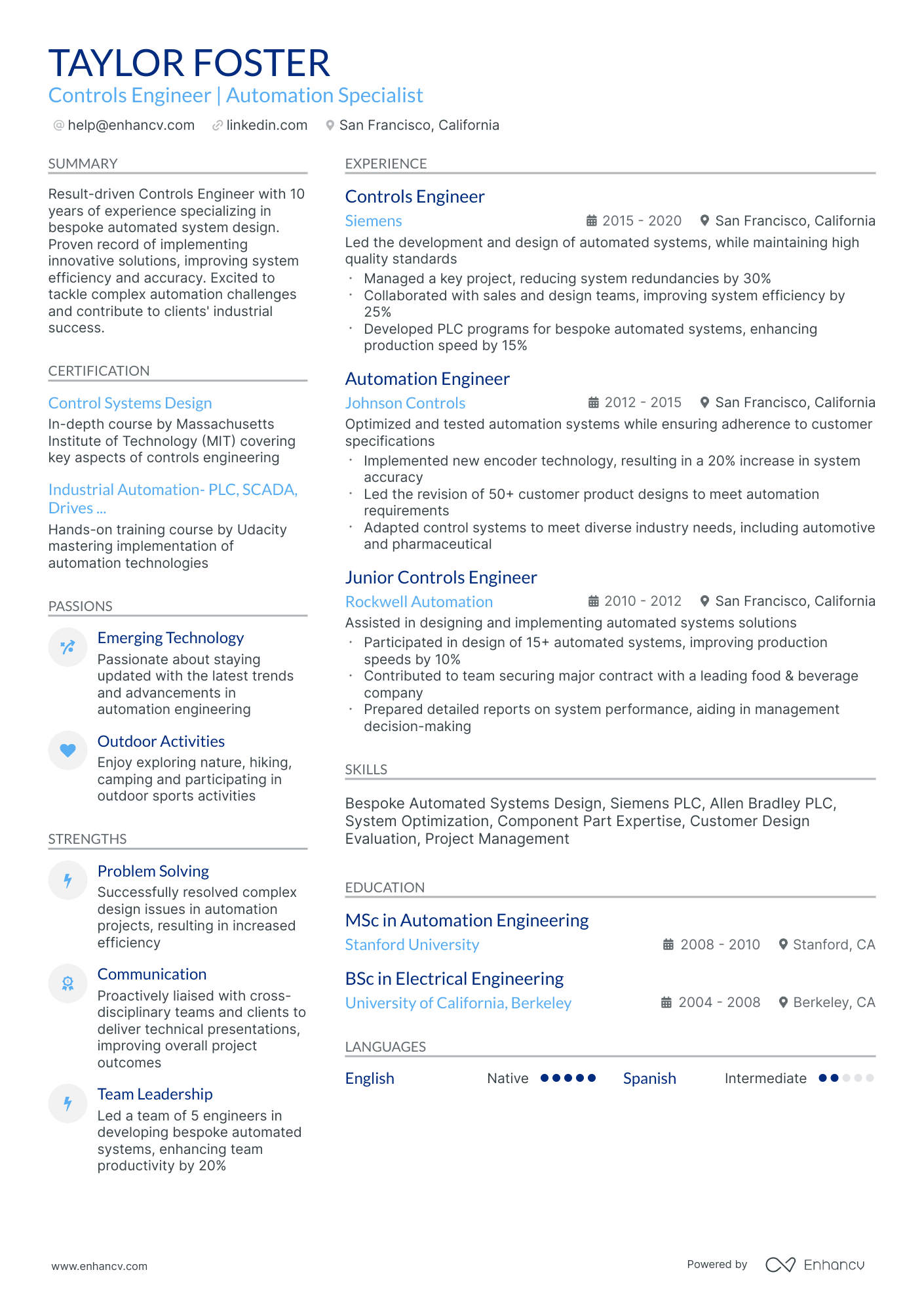 10 Controls Engineer Resume Examples & Guide for 2025