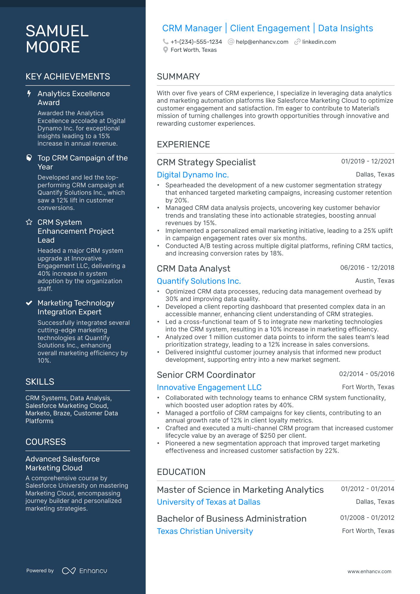 10 CRM Manager Resume Examples & Guide for 2026