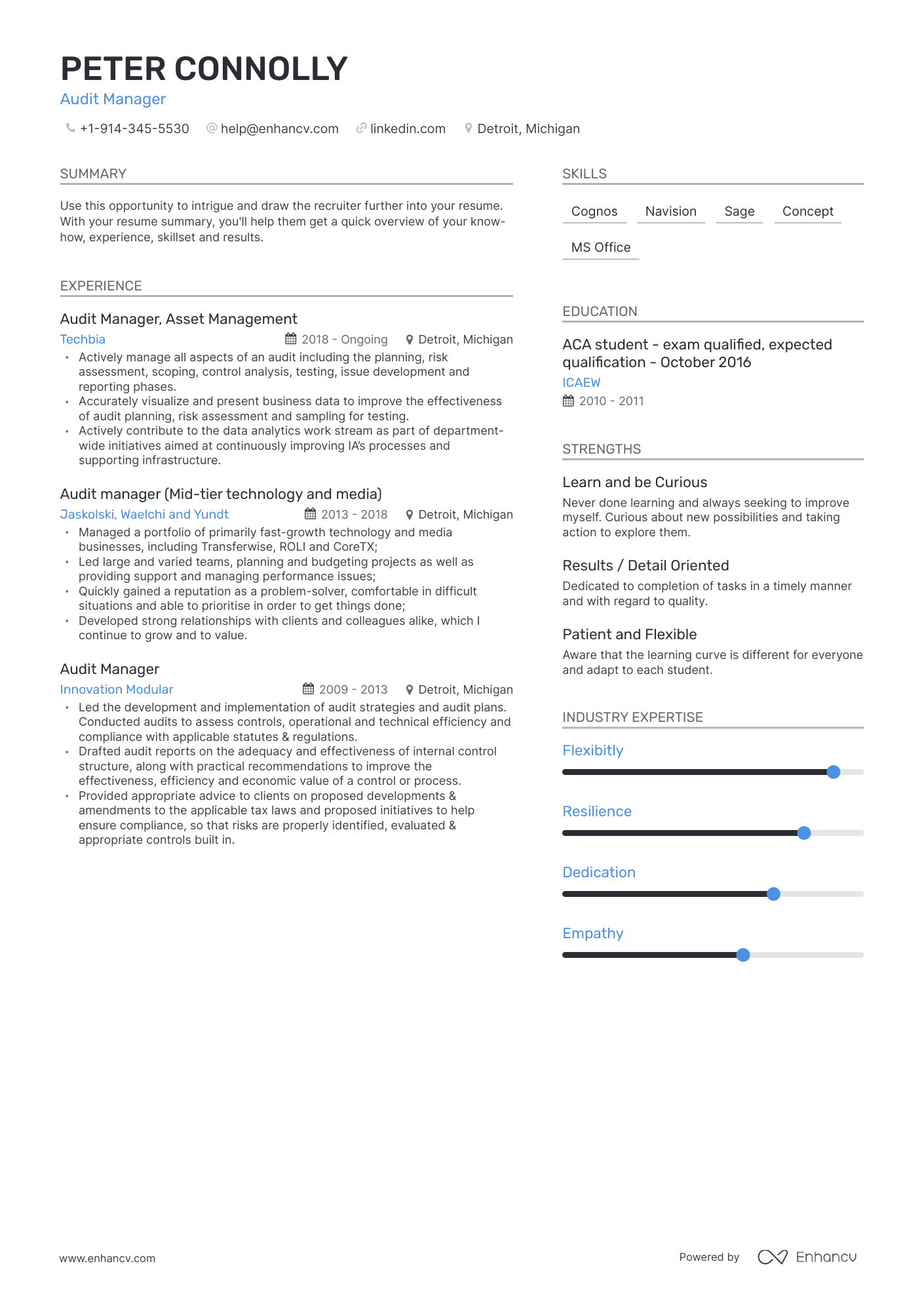 Audit Manager Resume Examples & Guide for 2023 (Layout, Skills ...