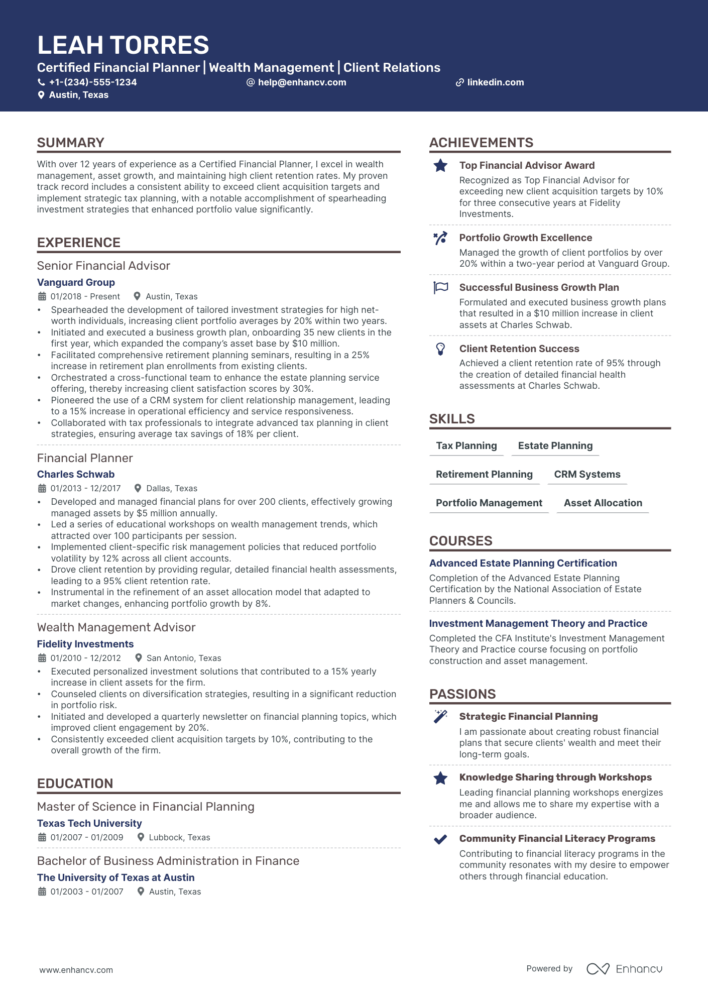 5 Certified Financial Planner Resume Examples & Guide for 2024