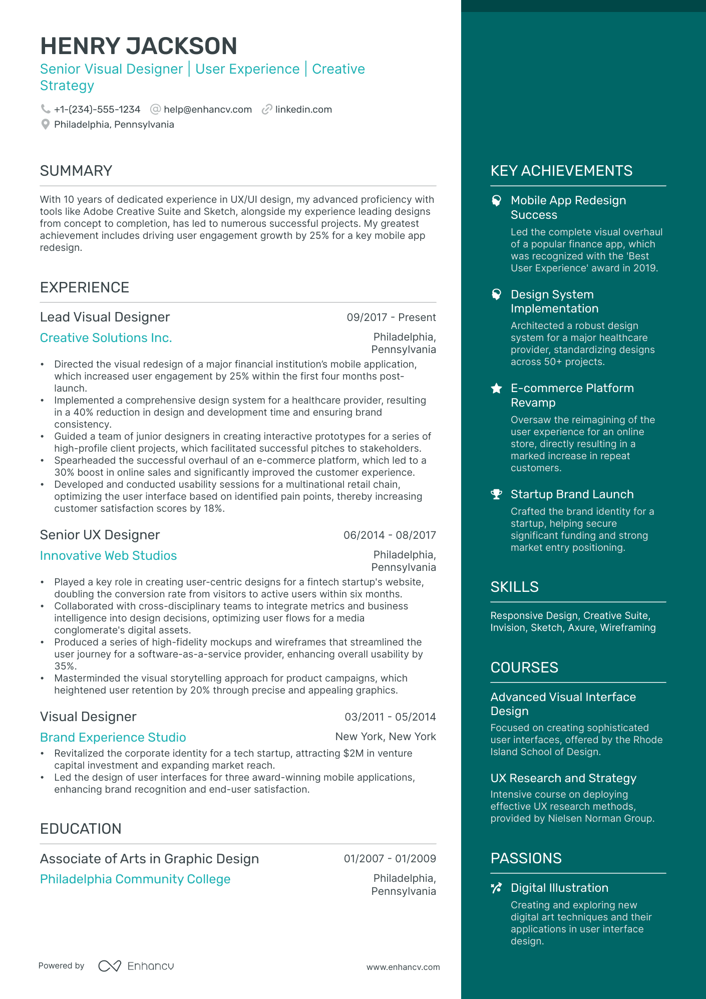 10 Visual Designer Resume Examples & Guide for 2026