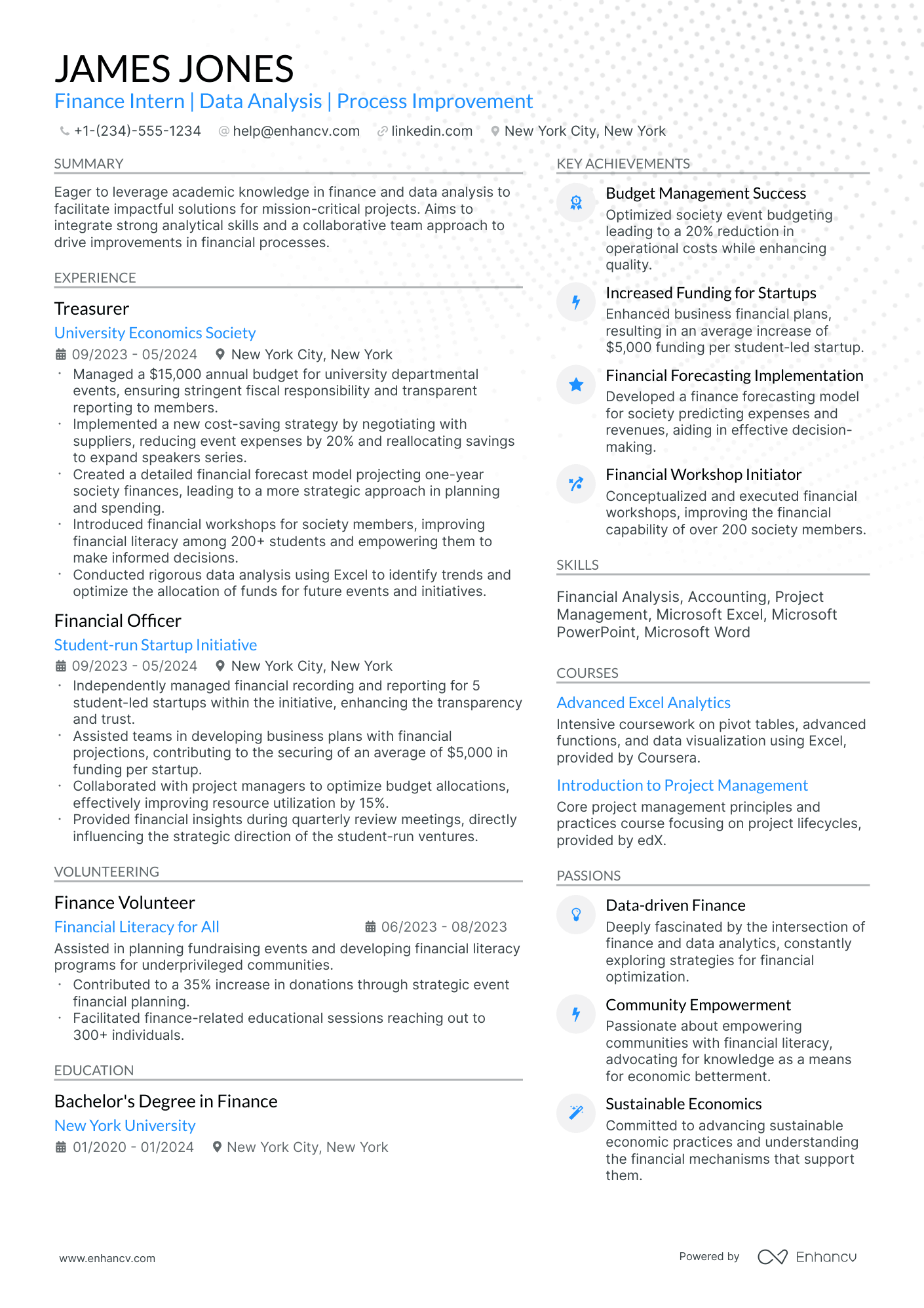 10 Finance Intern Resume Examples With 10/10 Score In 2026