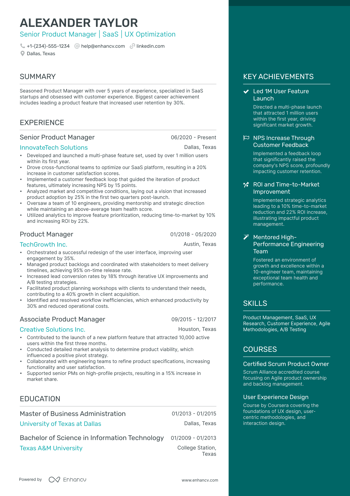 10 SaaS Product Manager Resume Examples & Guide for 2026