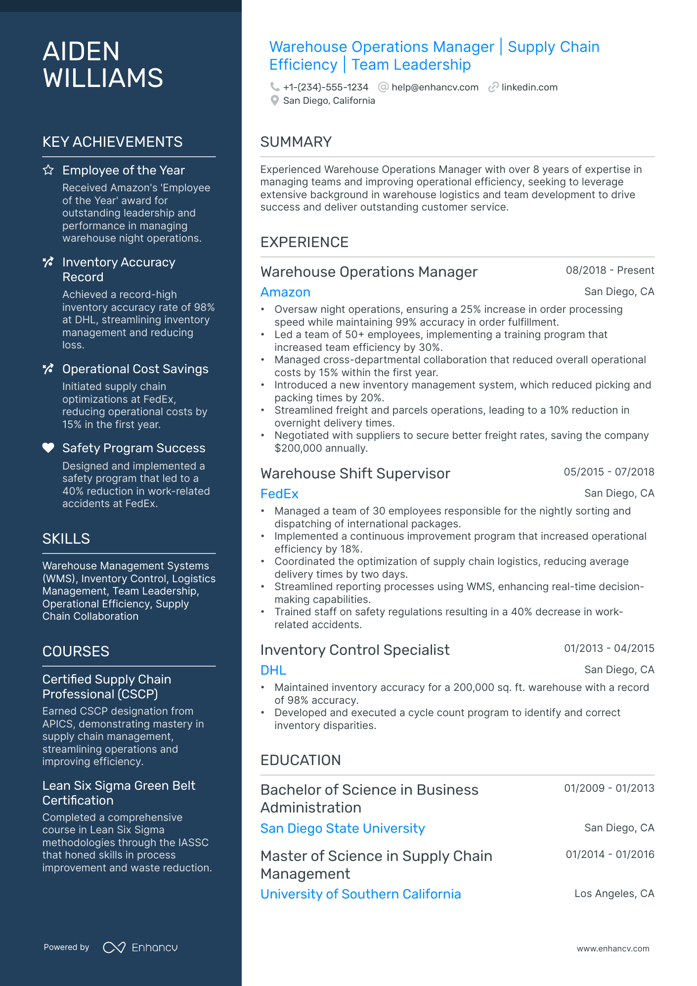 10 Warehouse Manager Resume Examples - March 2025