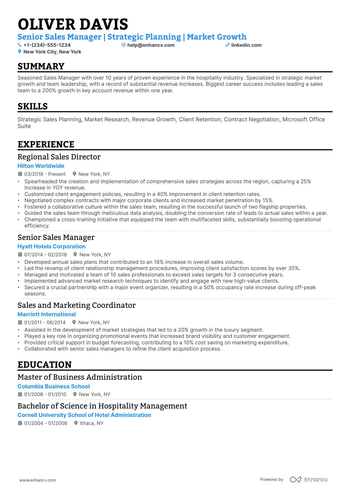 10 Hotel Sales Manager Resume Examples & Guide for 2026