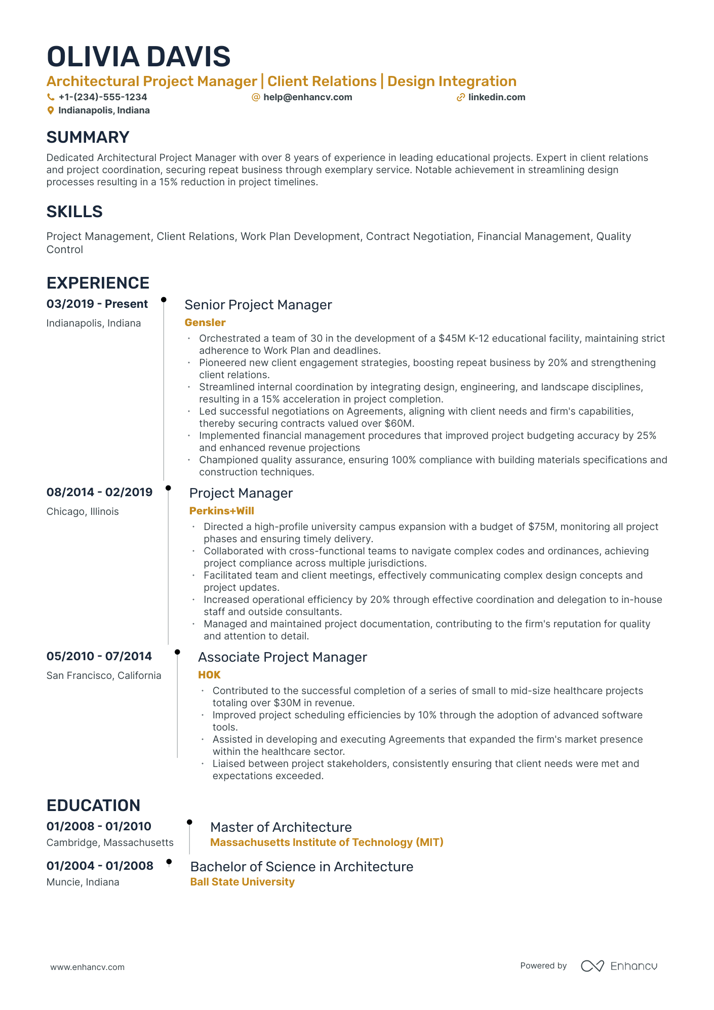10 Architectural Project Manager Resume Examples & Guide for 2026