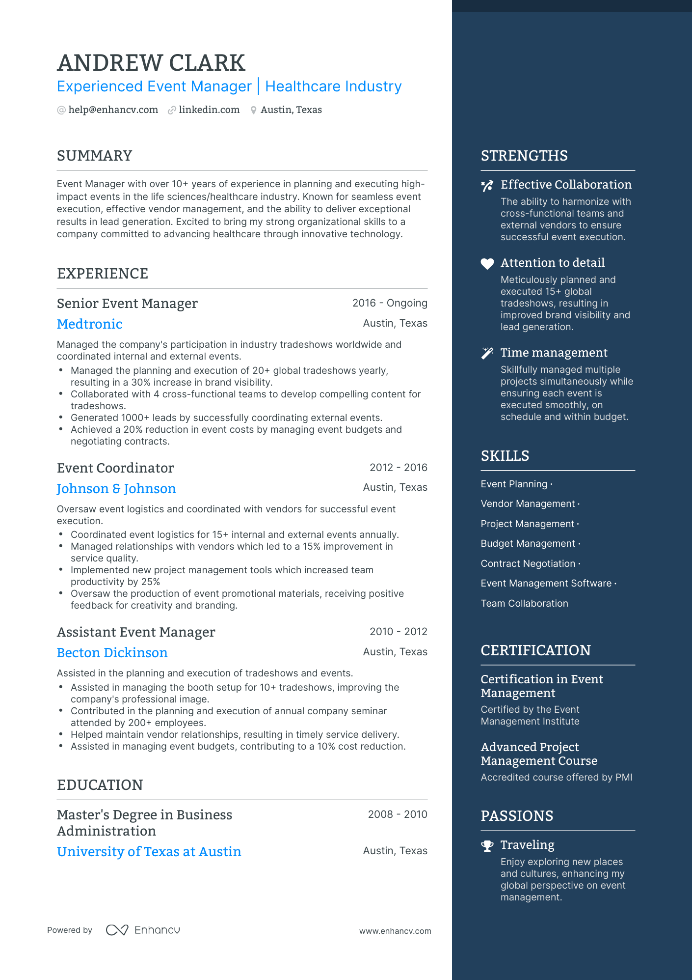 5 Events Manager Resume Examples & Guide for 2024
