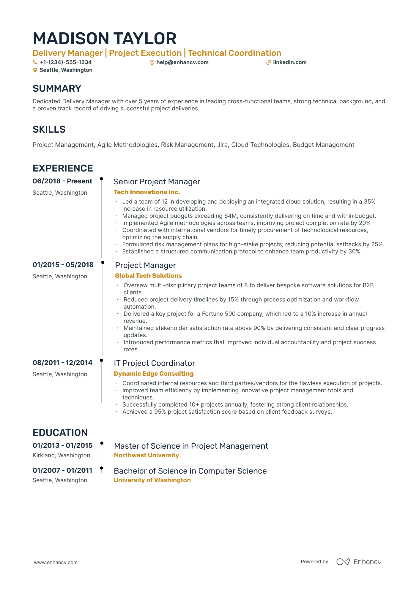 10 Delivery Manager Resume Examples & Guide for 2025