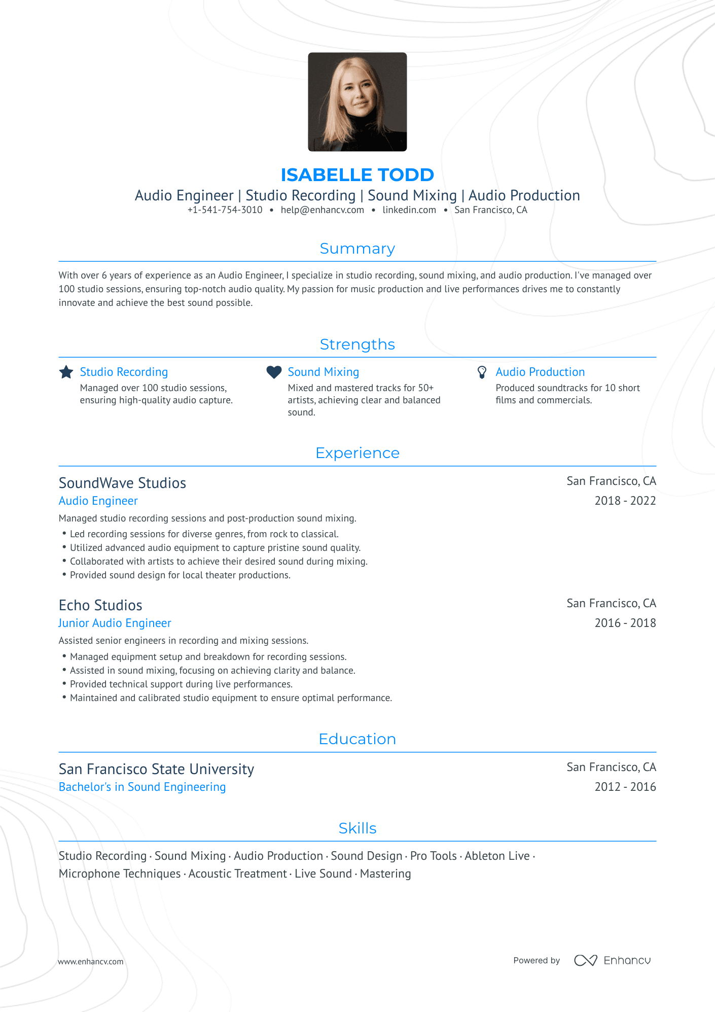 5 Audio Engineer Resume Examples & Guide for 2024