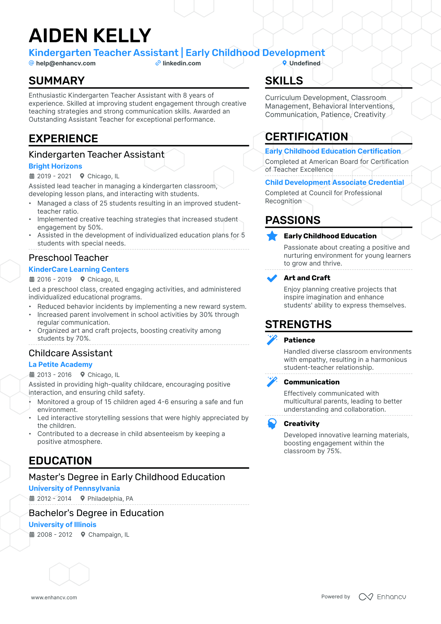 10 Kindergarten Teacher Assistant Resume Examples & Guide for 2025