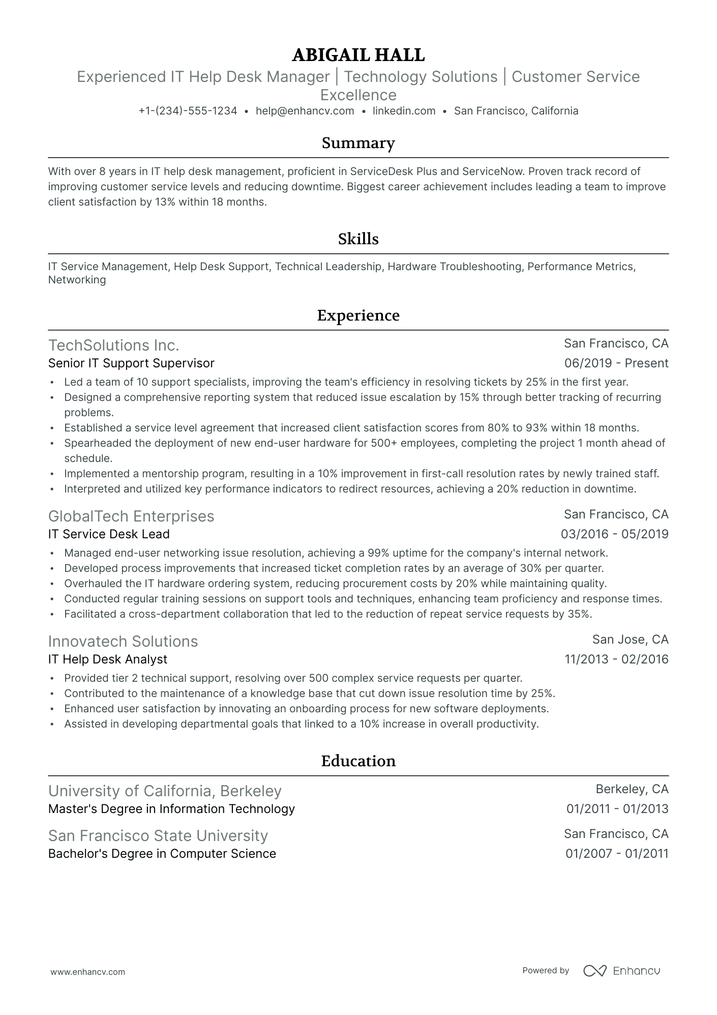10 Help Desk Manager Resume Examples & Guide for 2025