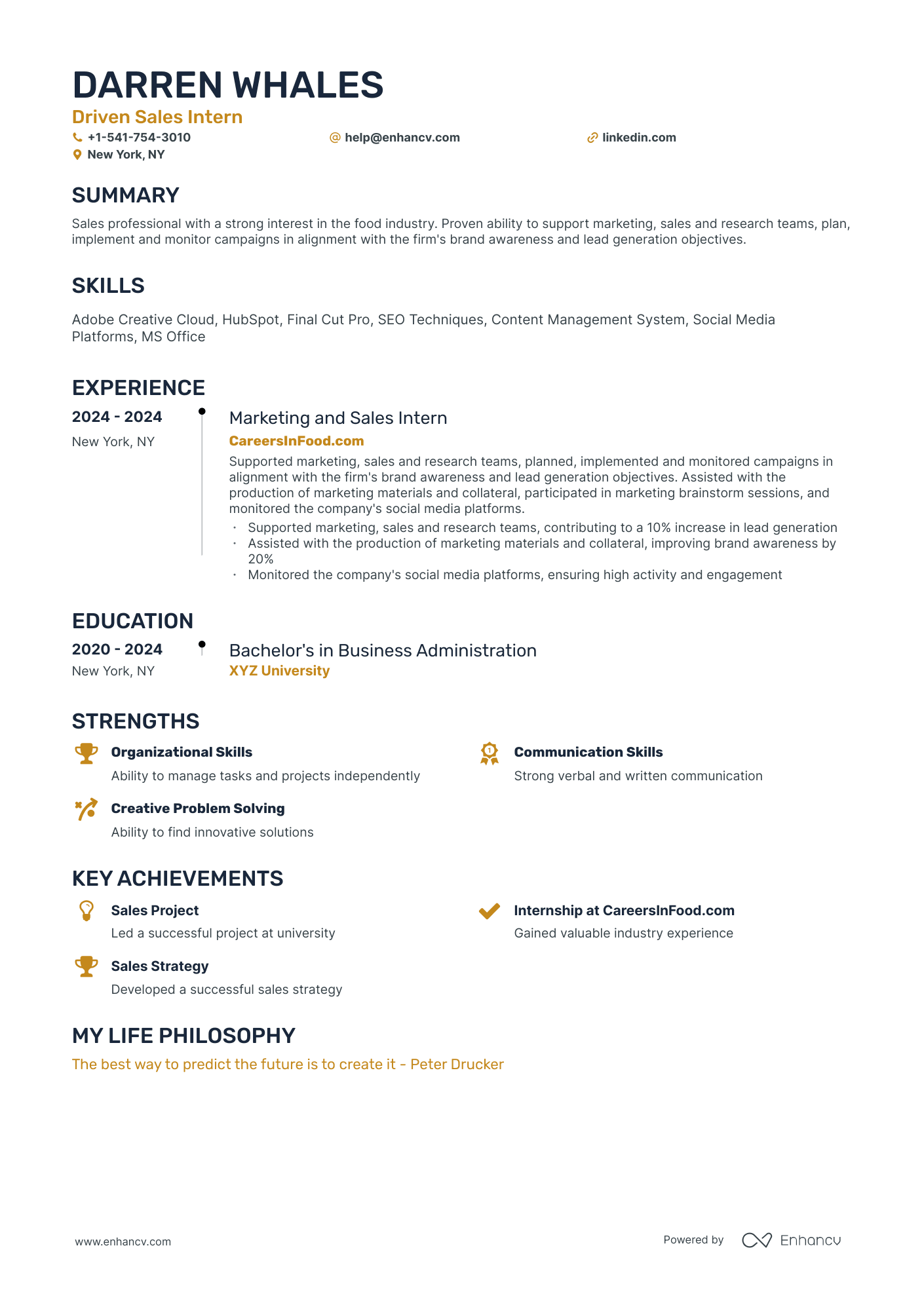 10 Sales Intern Resume Examples & Guide for 2025