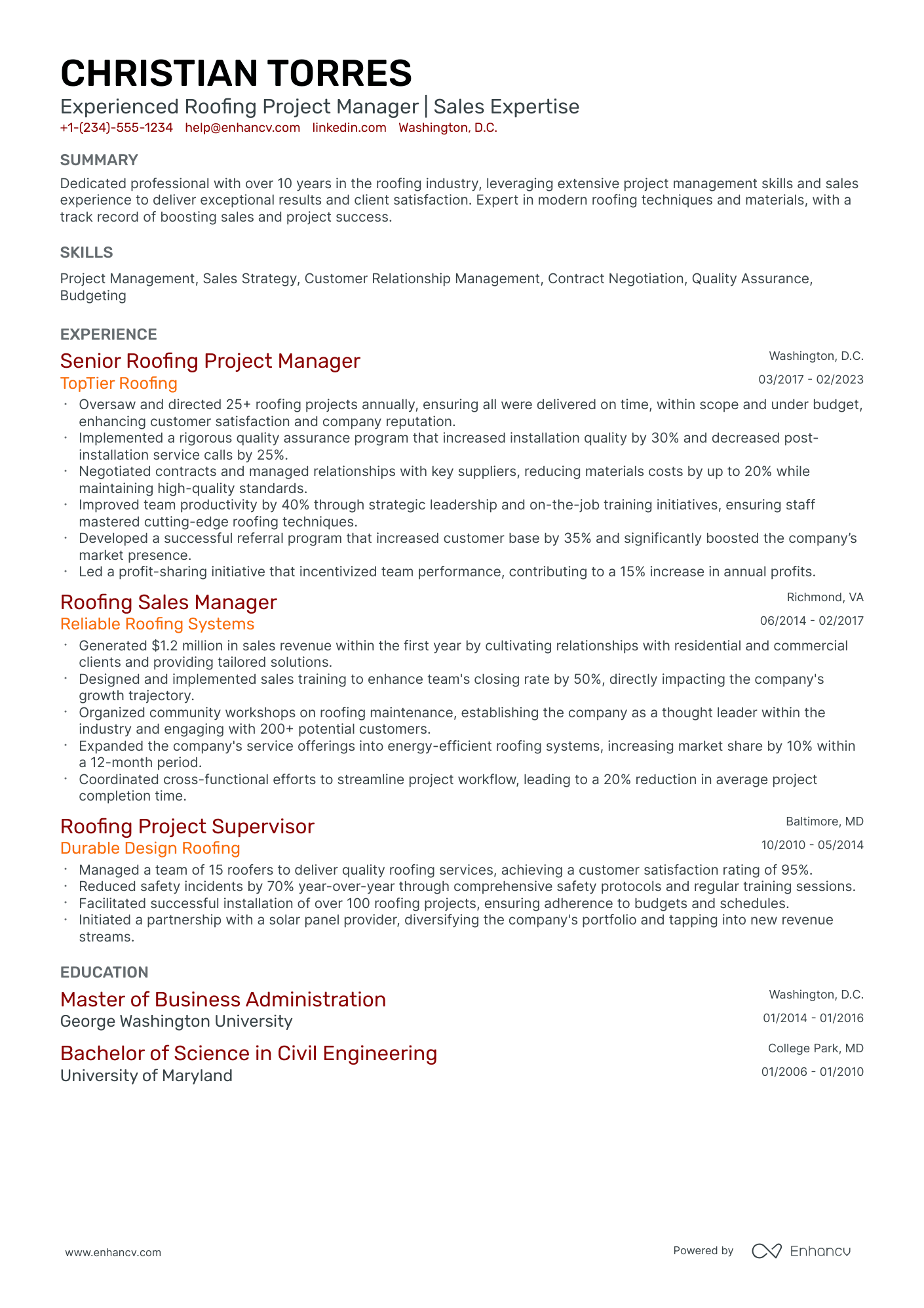 10 Roofing Project Manager Resume Examples & Guide for 2025