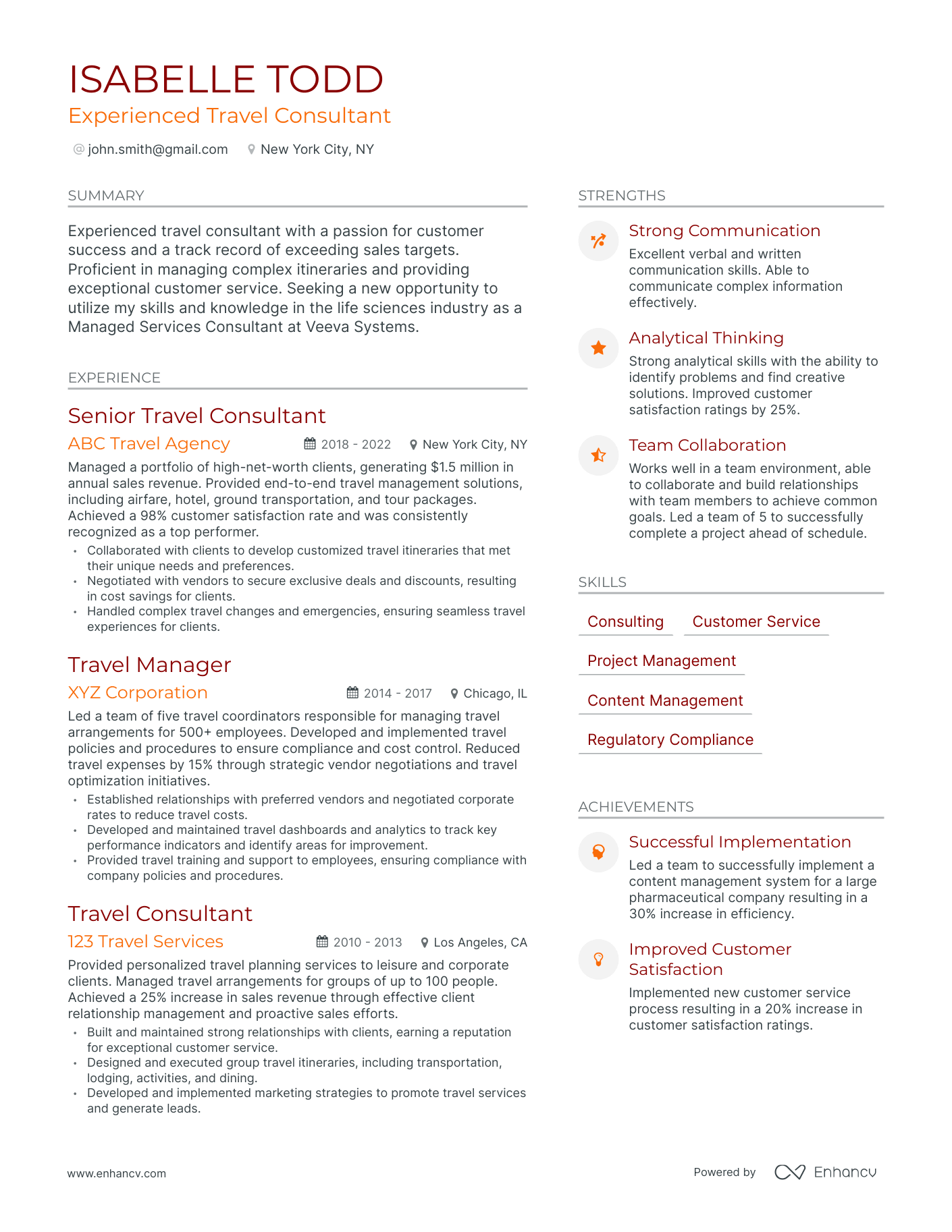 Travel Consultant Resume Examples & Guide for 2023