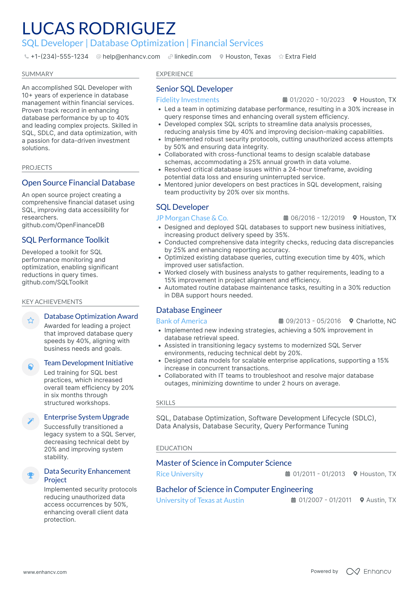 29 SQL Developer Resume Examples & Guide for 2025