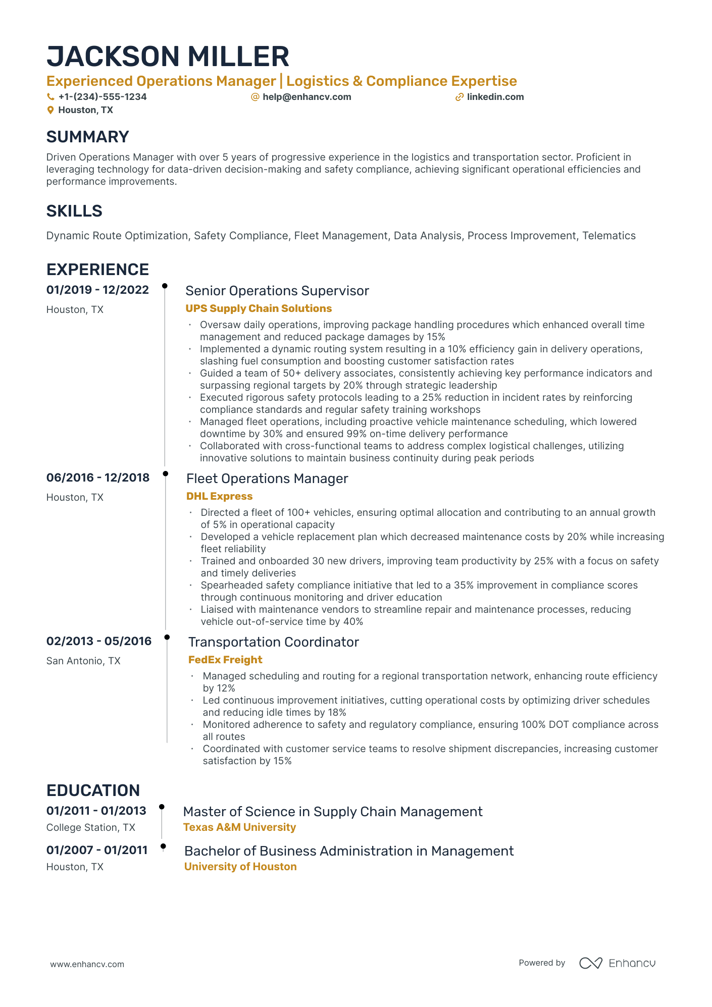 10 FedEx Operations Manager Resume Examples & Guide for 2026