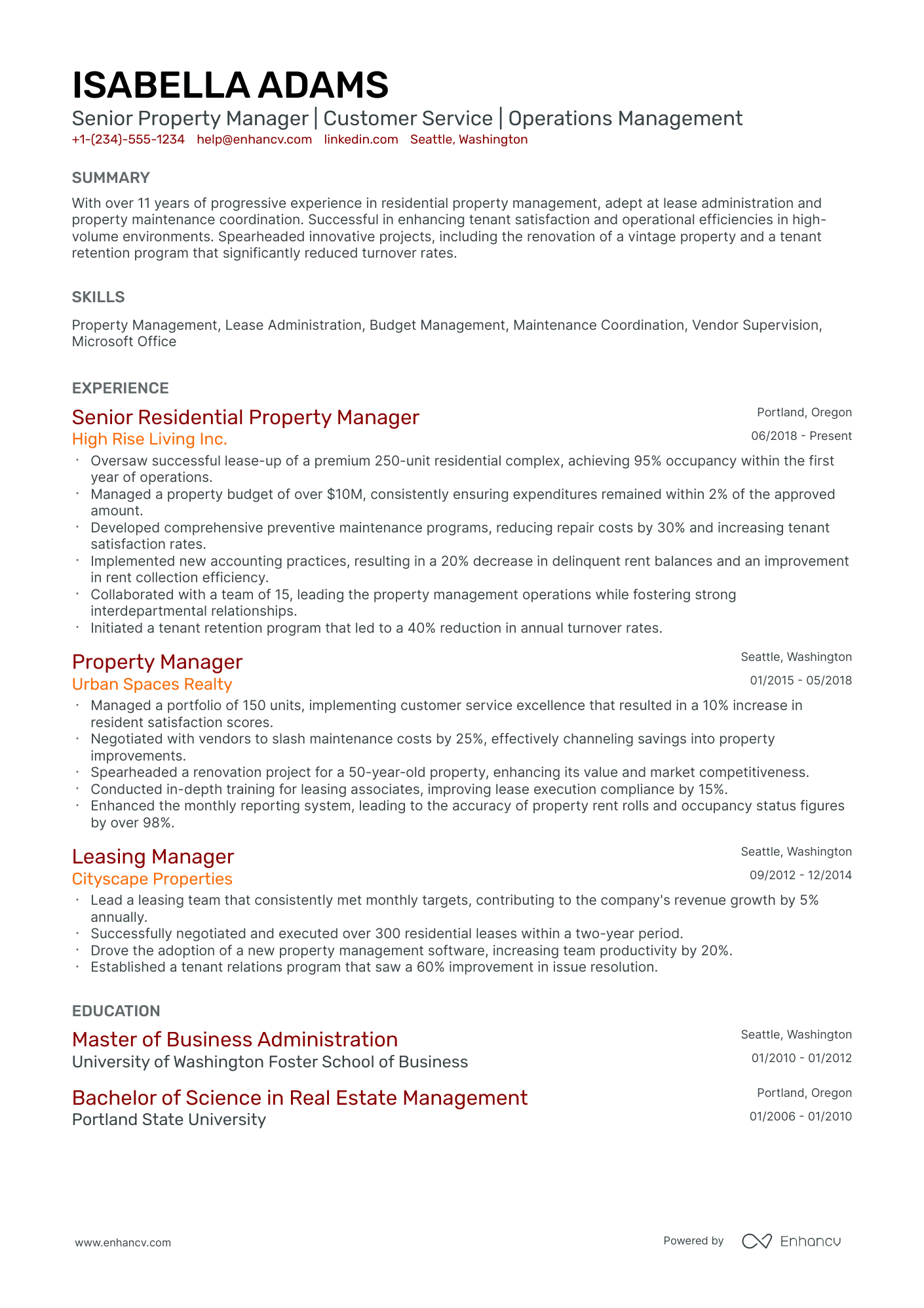 10 Residential Property Manager Resume Examples & Guide for 2026