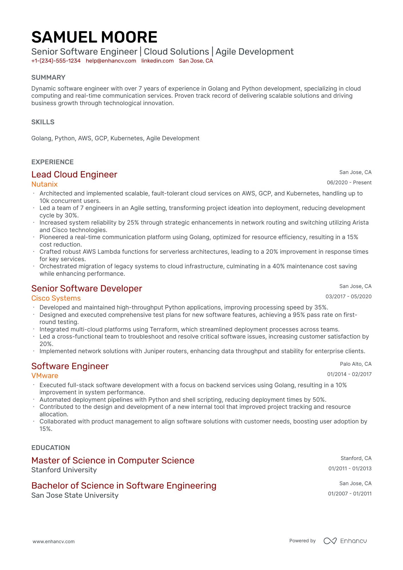 10 Golang Developer Resume Examples & Guide for 2025