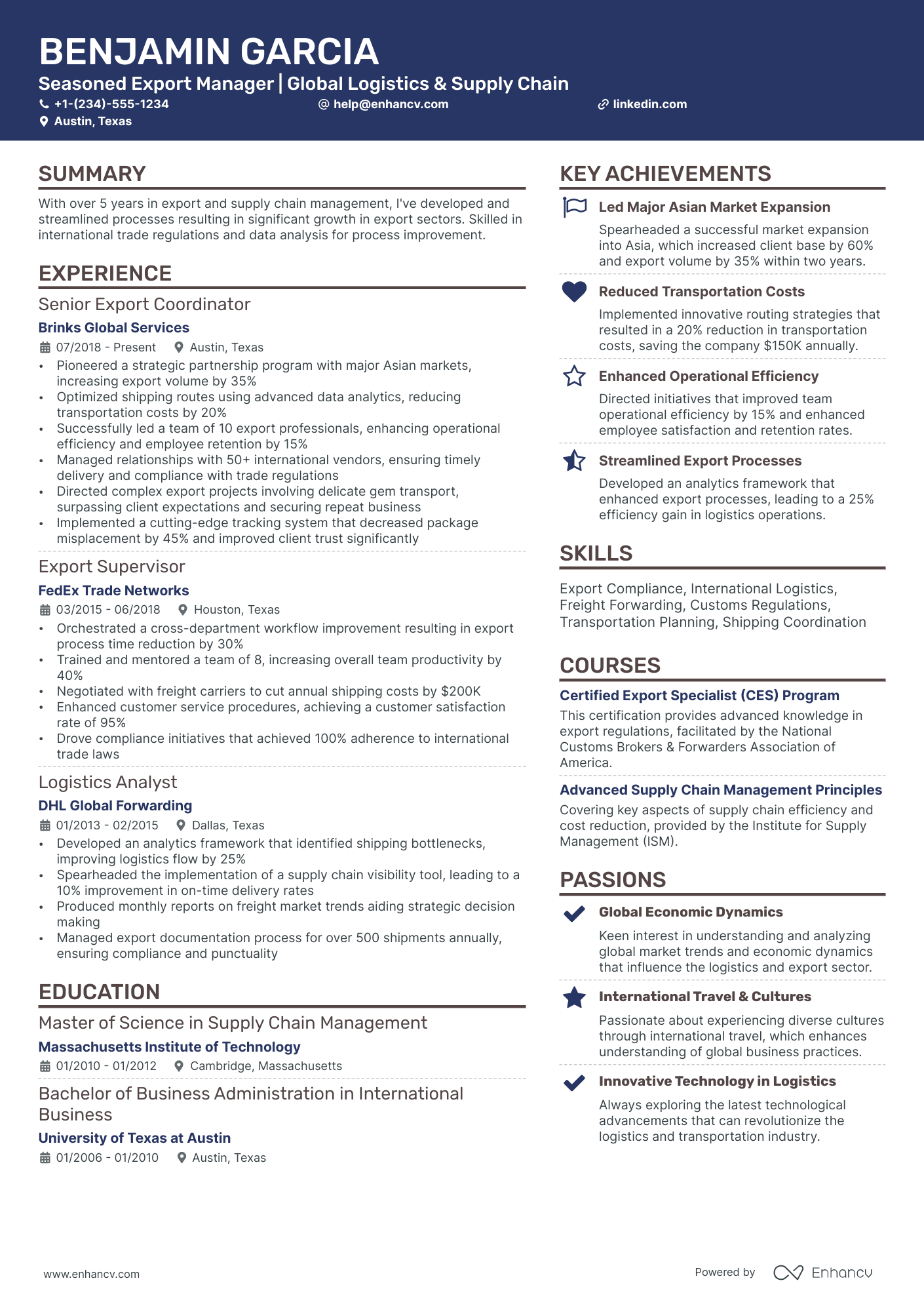 10 Export Manager Resume Examples & Guide for 2026