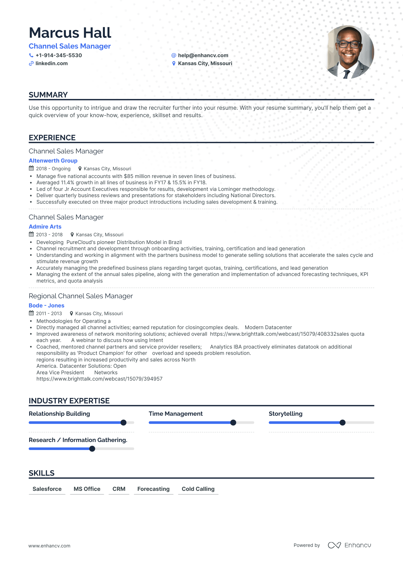 Channel Sales Manager Resume Examples & Guide for 2023 (Layout, Skills ...