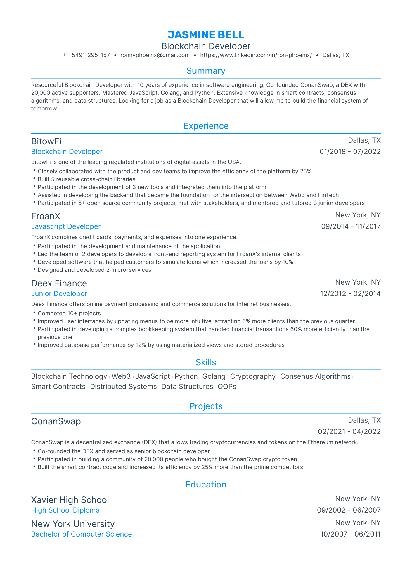 5 Blockchain Developer Resume Examples & Guide for 2024