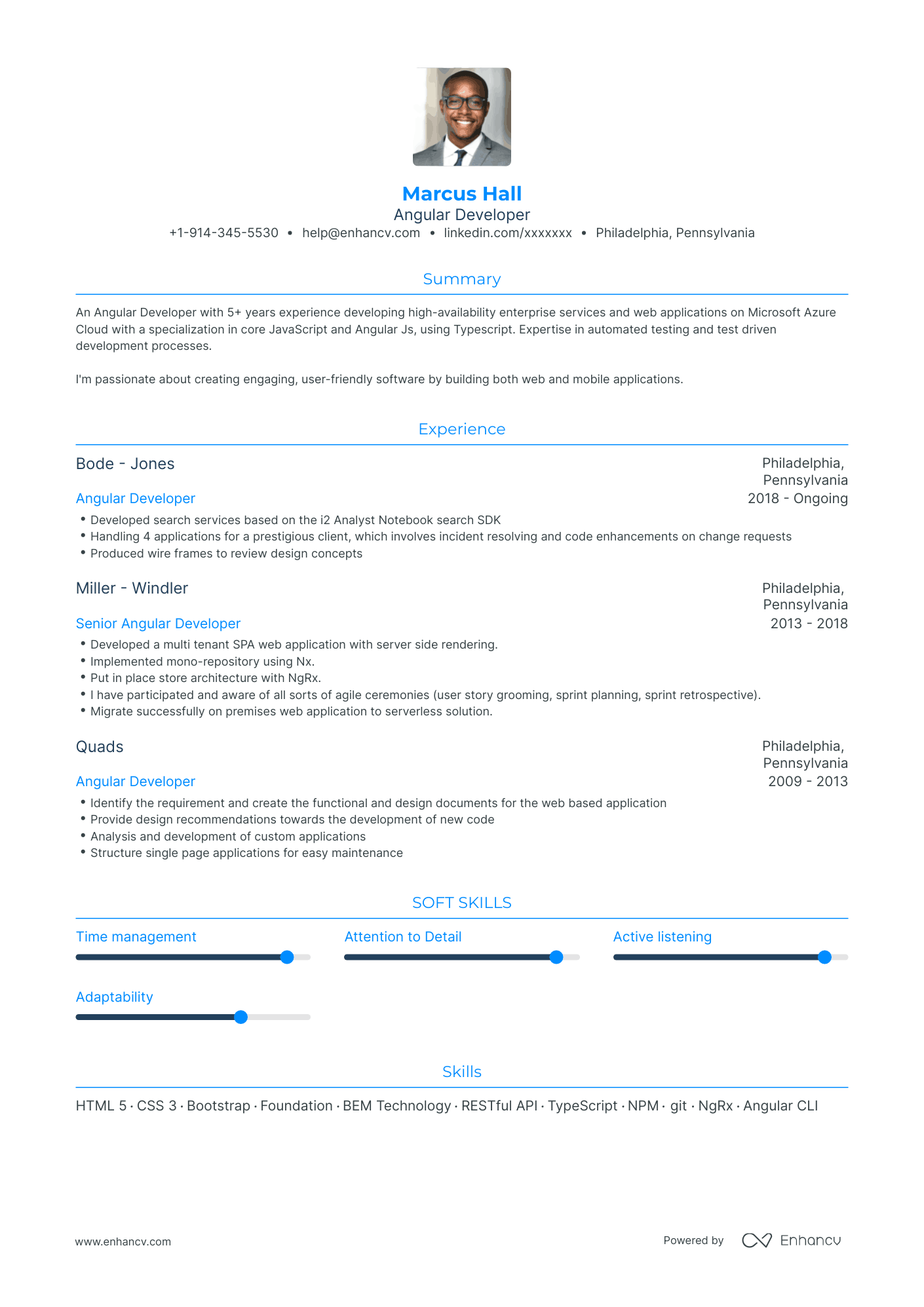 Angular Developer Resume Examples & Guide for 2023 (Layout, Skills ...