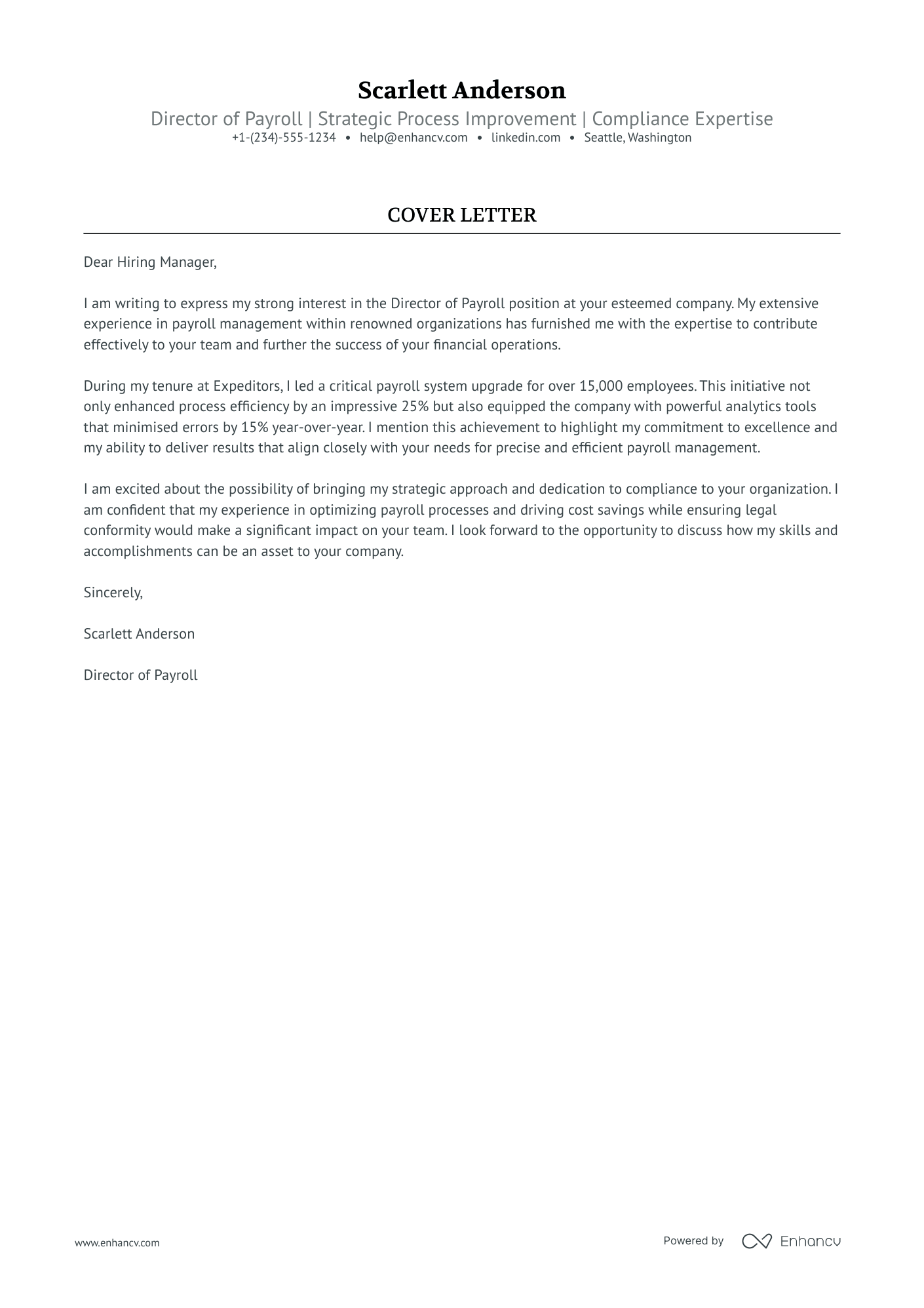 5 Professional Payroll Cover Letter Examples and Template for 2026 ...