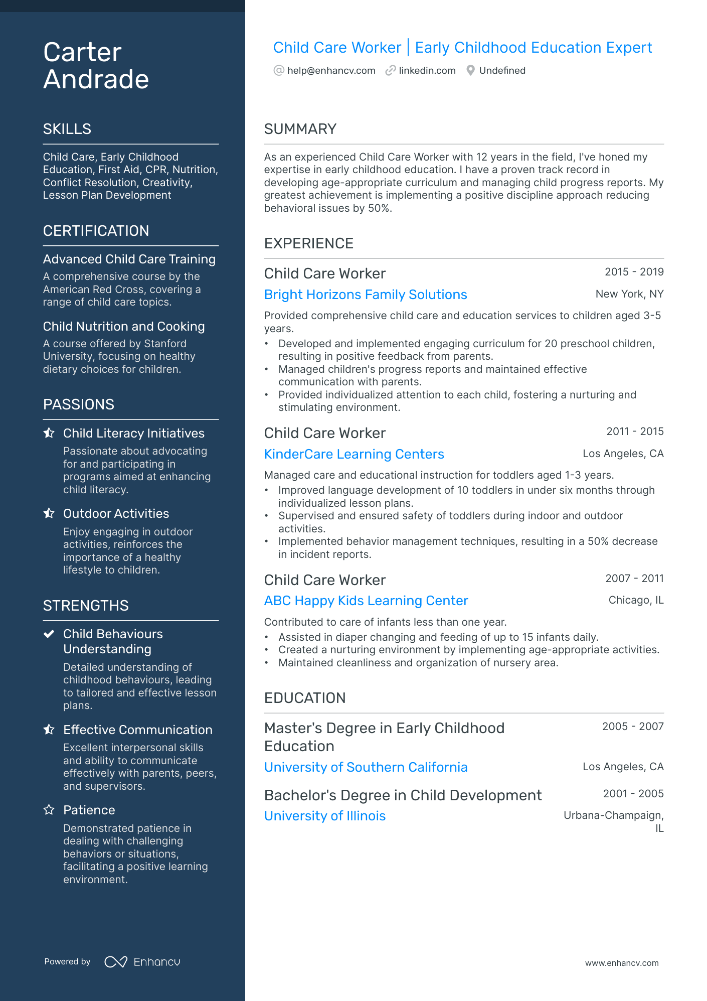 10 Child Care Worker Resume Examples & Guide for 2026