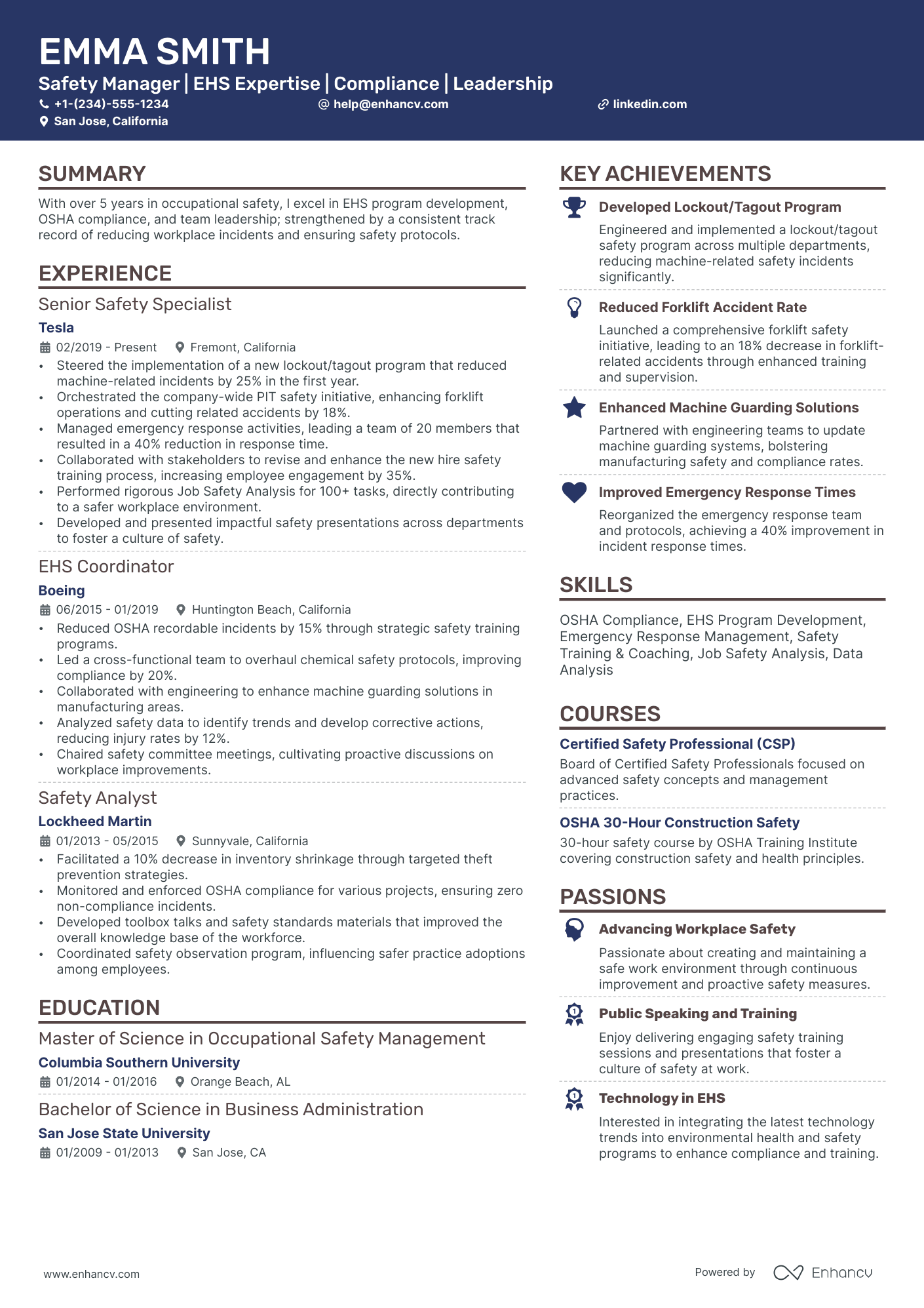 10 Safety Manager Resume Examples & Guide for 2026