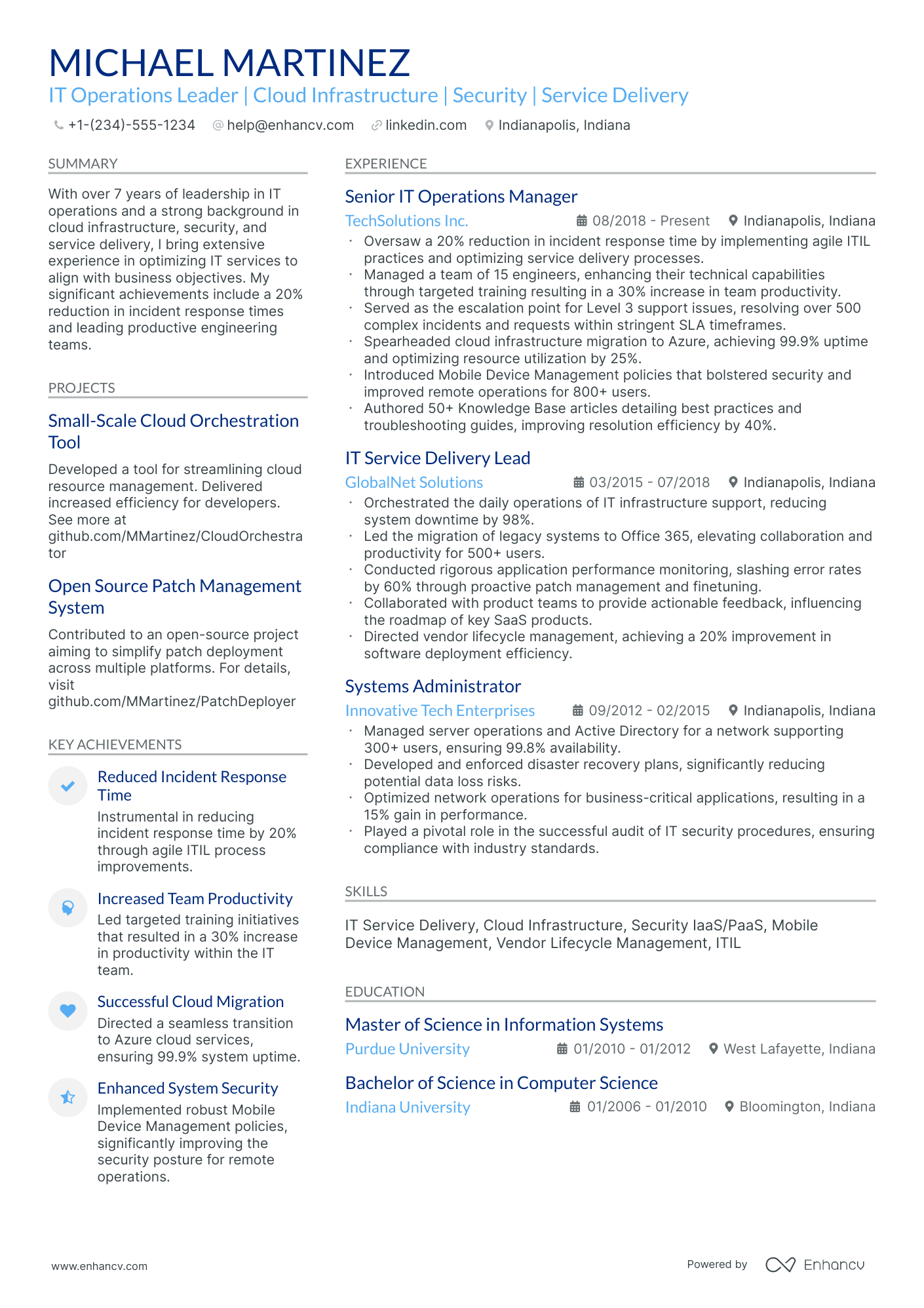 10 IT Operations Manager Resume Examples & Guide for 2025