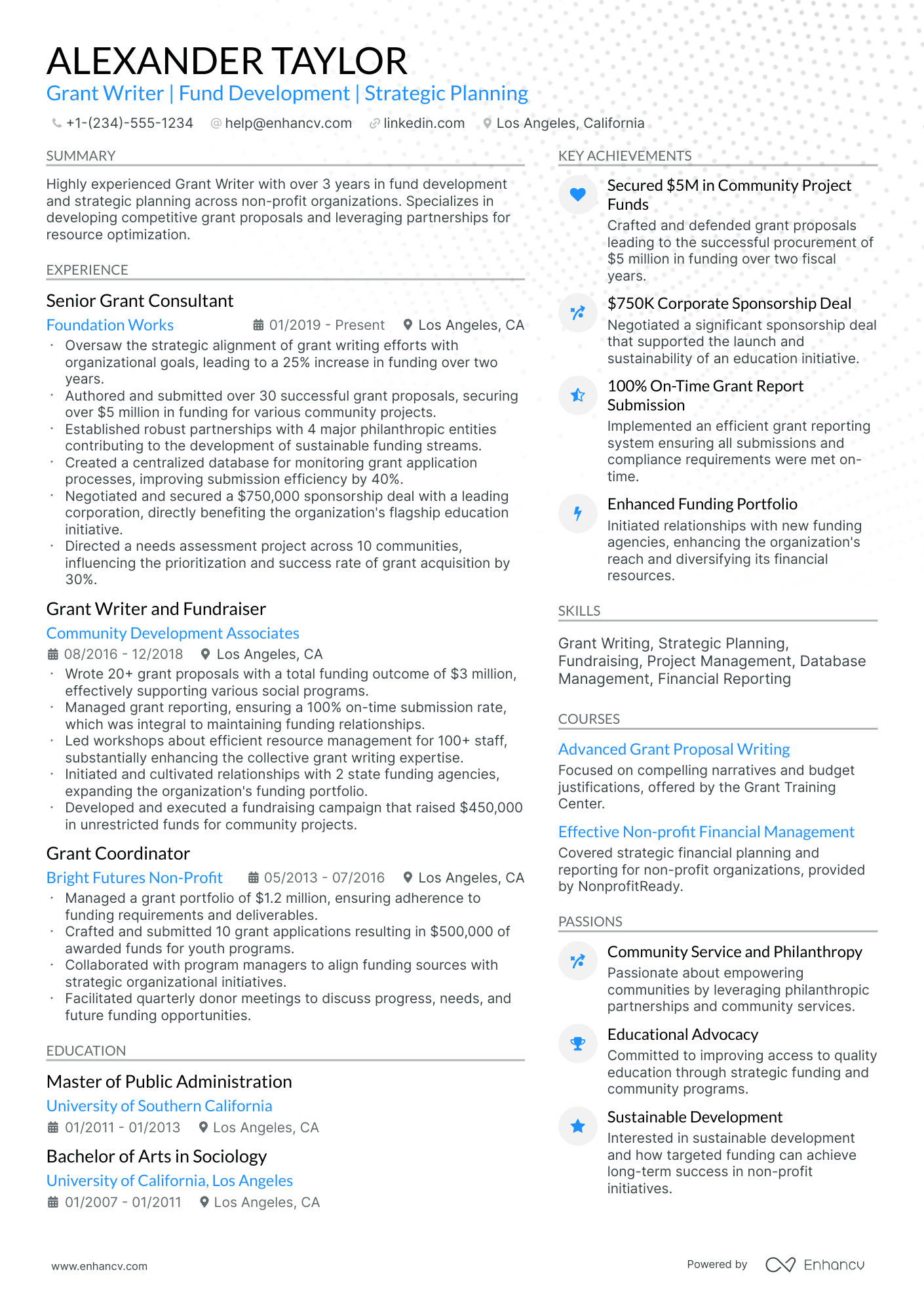 10 Grant Writer Resume Examples & Guide for 2025