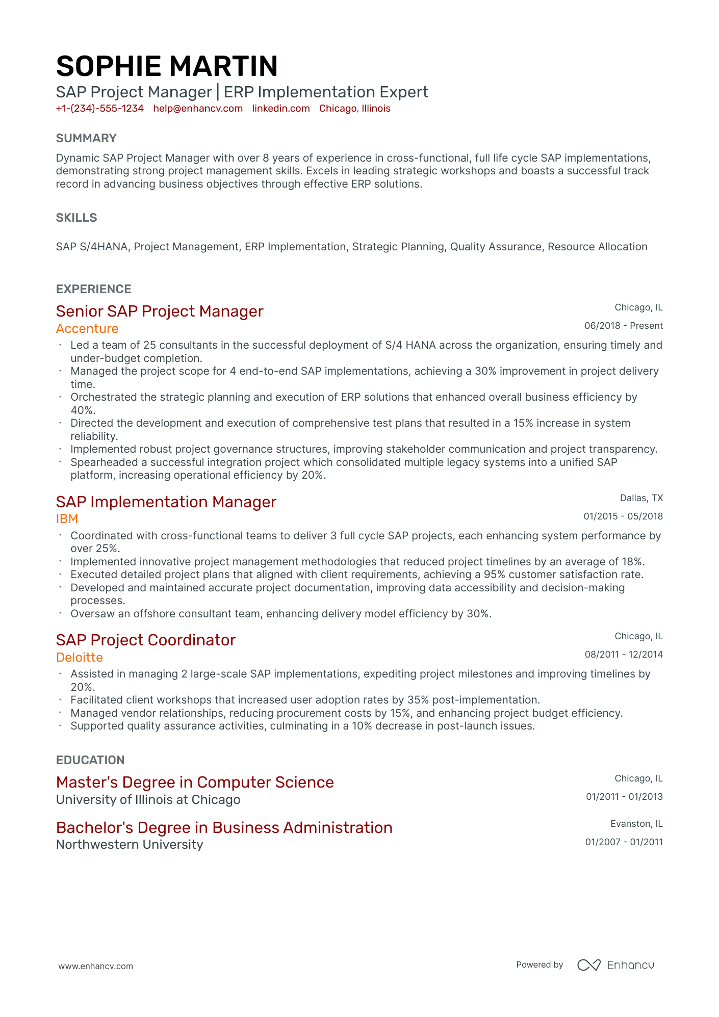 10 SAP Project Manager Resume Examples & Guide for 2025