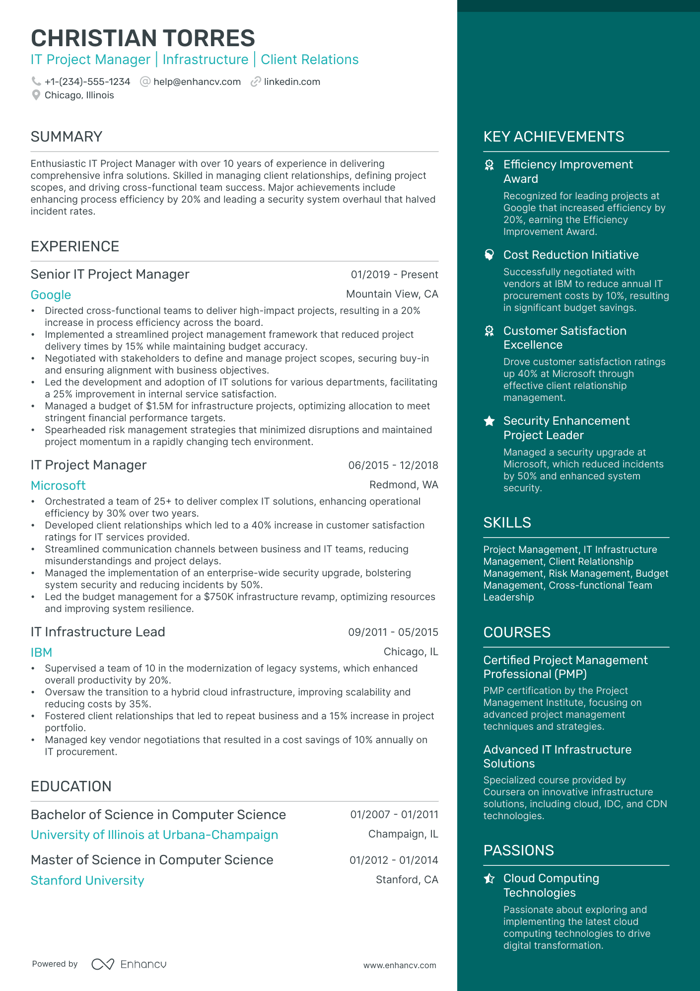10 Infrastructure Project Manager Resume Examples & Guide for 2025