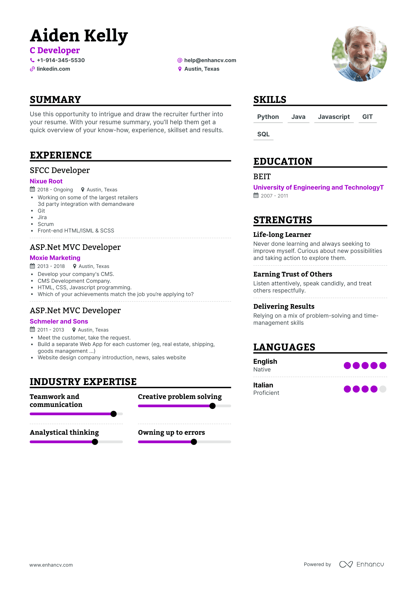 C Developer Resume Examples & Guide for 2023 (Layout, Skills, Keywords ...