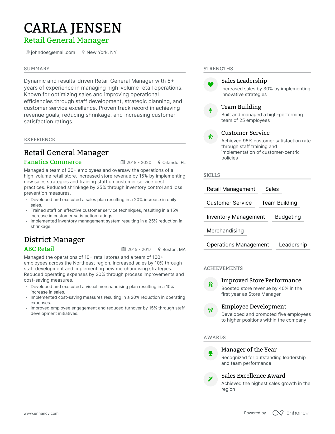 5 Retail General Manager Resume Examples & Guide for 2023