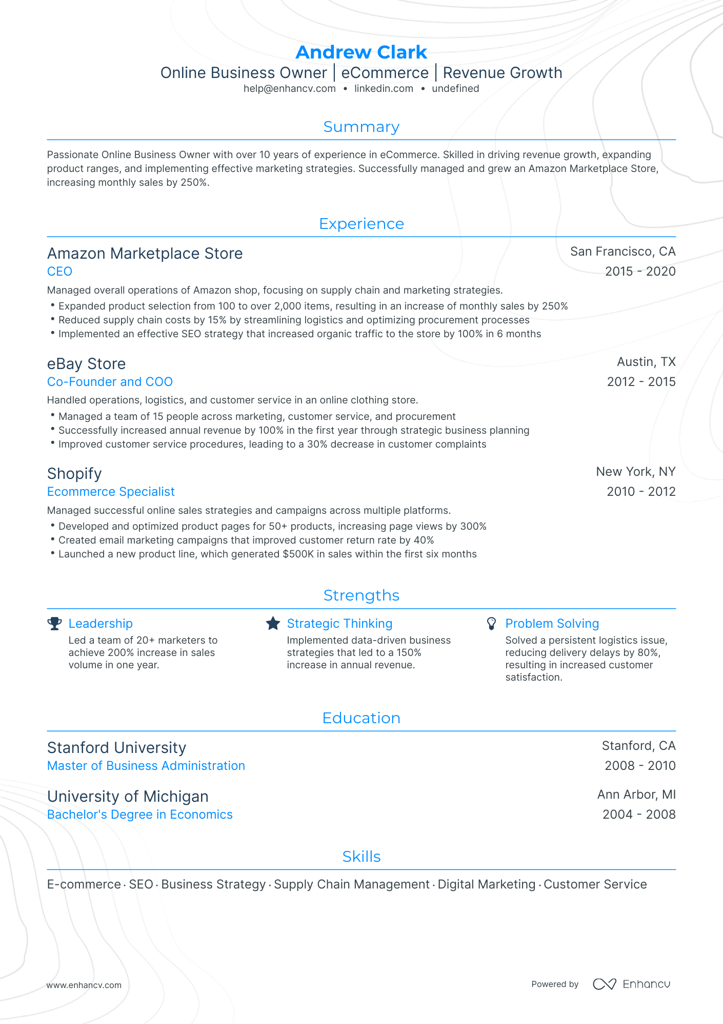 5 Online Business Owner Resume Examples & Guide for 2024