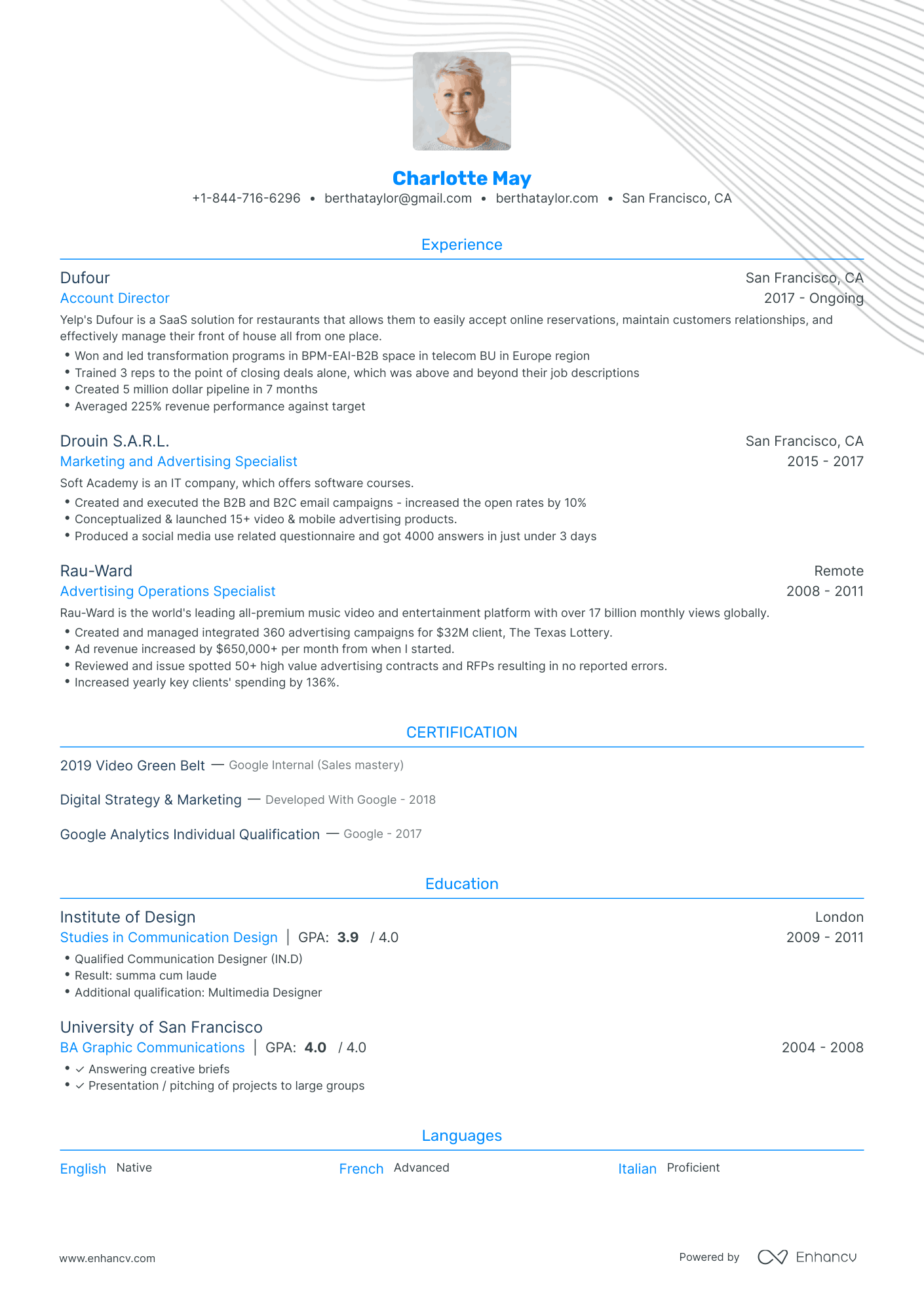 Advertising Resume Samples + Pro tips (Layout, Skills, Keywords & Job ...