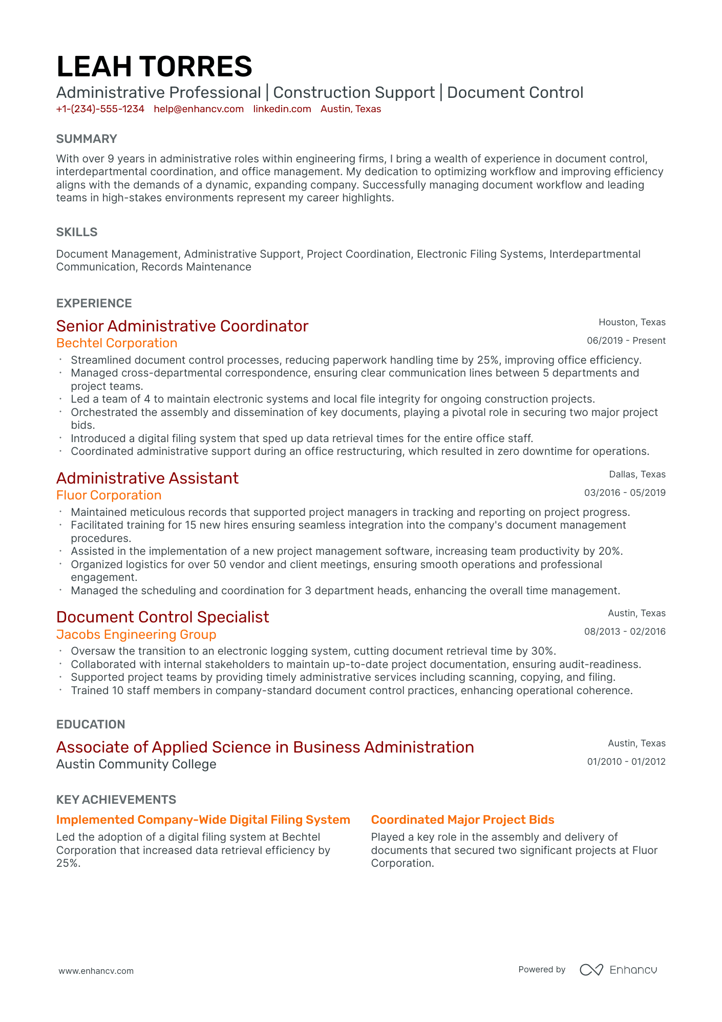 10 Construction Administrative Assistant Resume Examples & Guide for 2026
