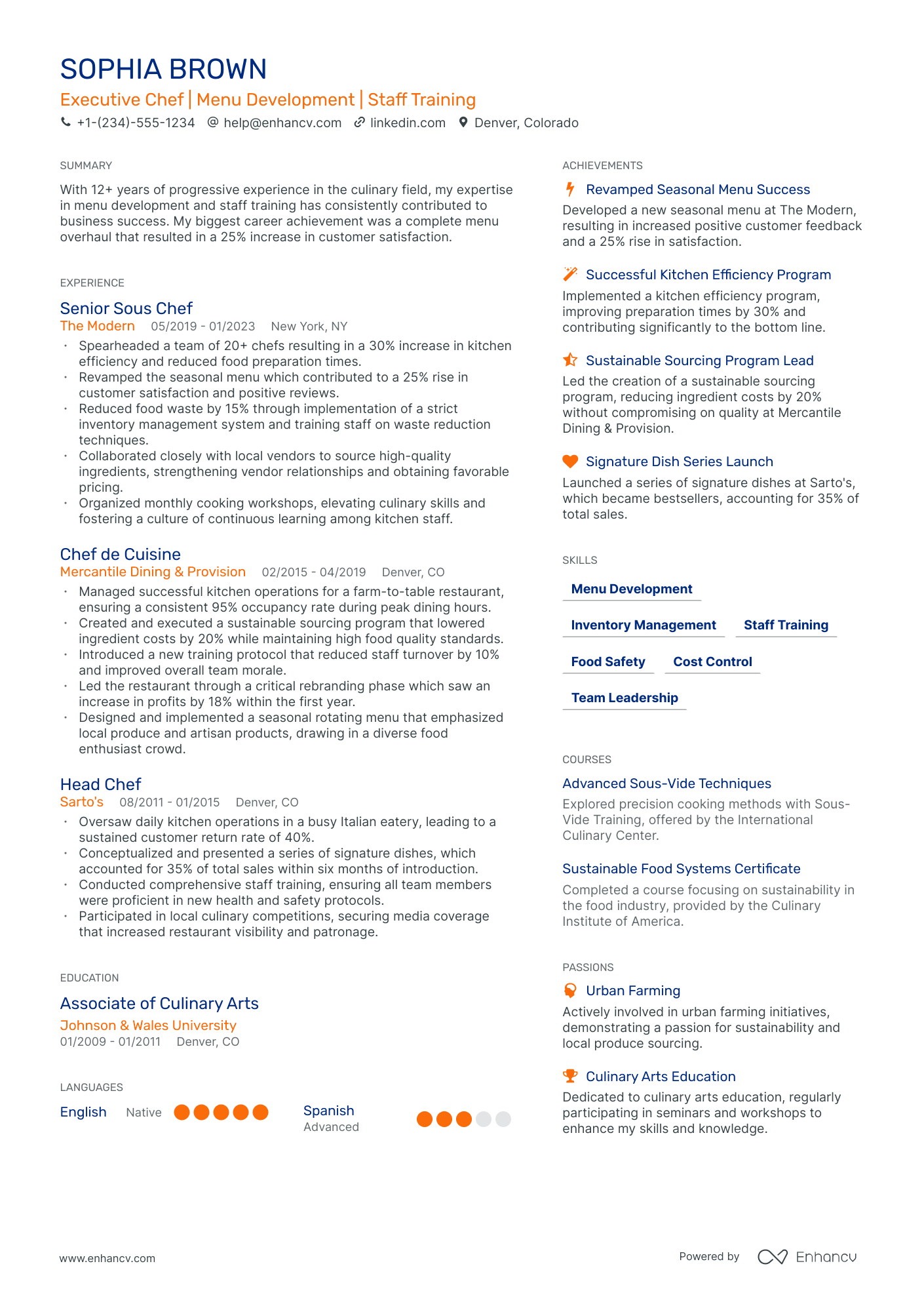 5 Culinary Resume Examples & Guide for 2025