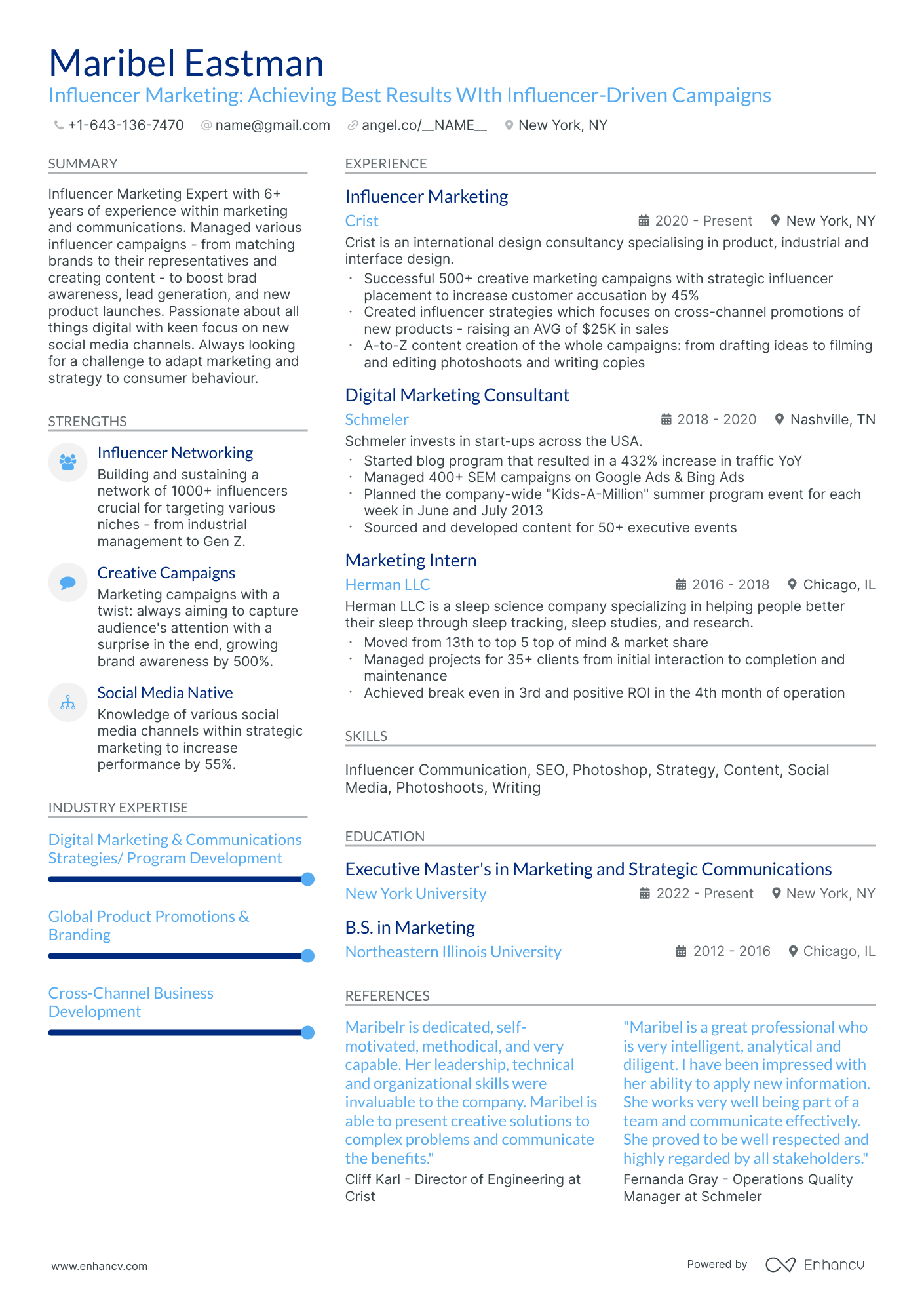 10 Influencer Marketing Resume Examples & Guide for 2025