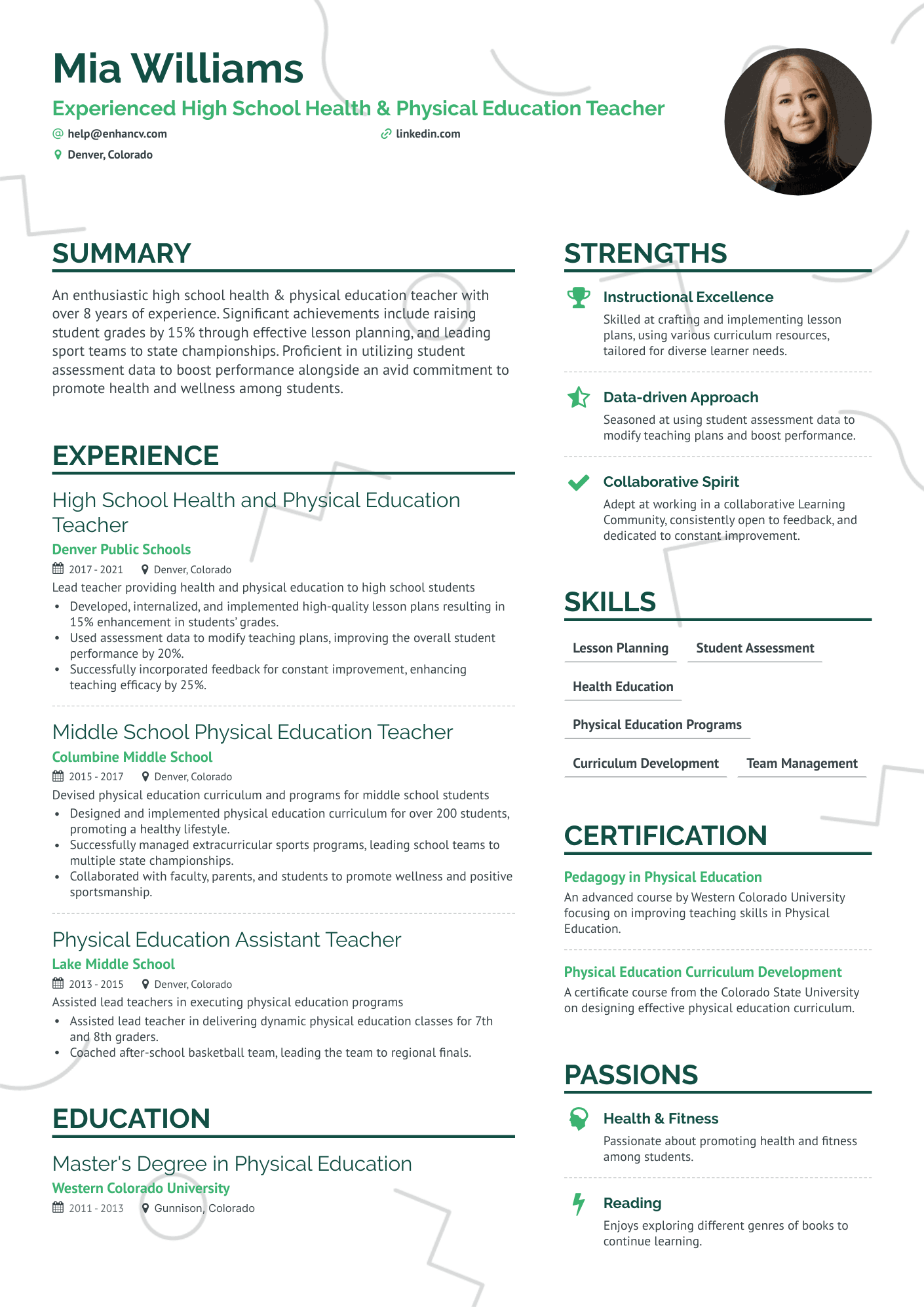 7 Physical Education Teacher Resume Examples & Guide for 2024