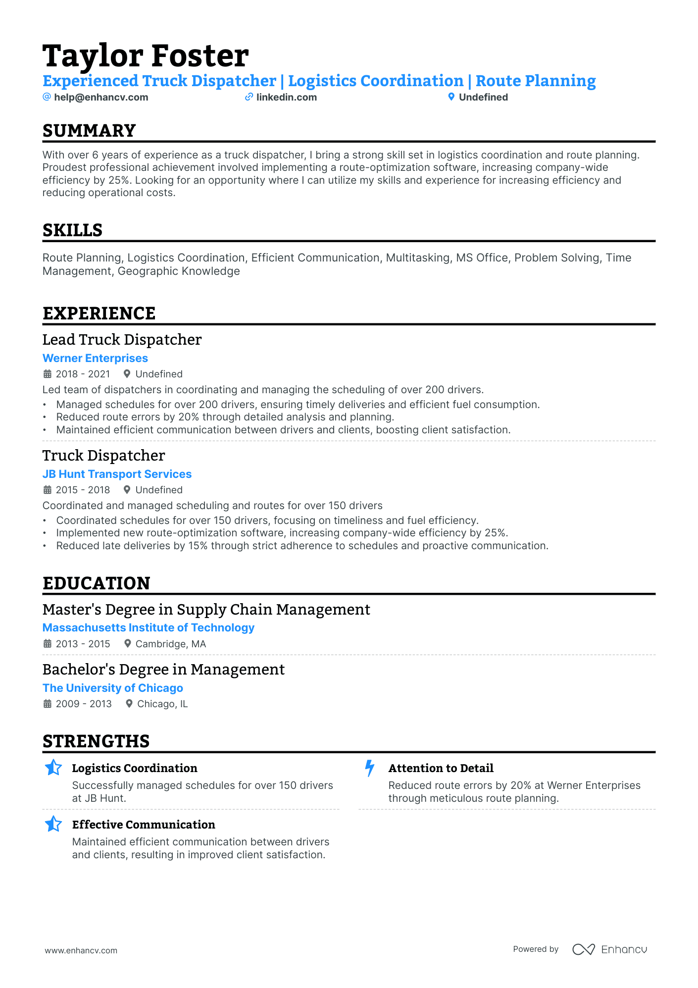 10 Truck Dispatcher Resume Examples & Guide for 2026