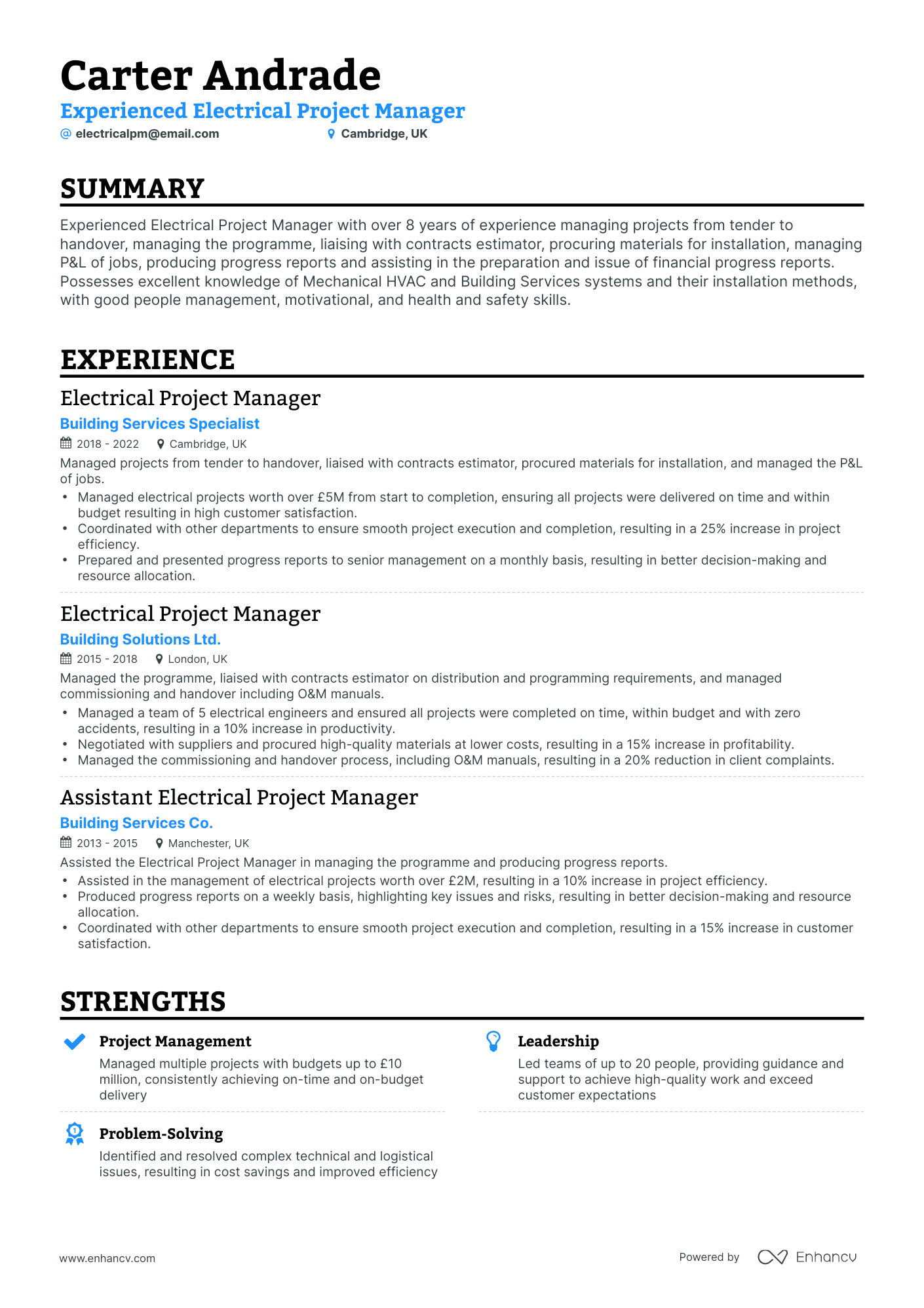 5 Electrical Project Manager Resume Examples & Guide for 2023