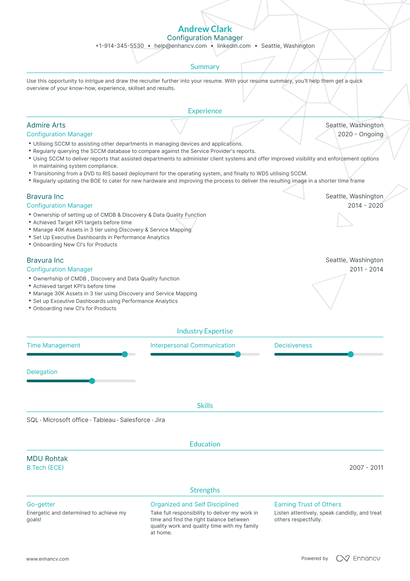 Configuration Manager Resume Examples & Guide for 2023 (Layout, Skills ...