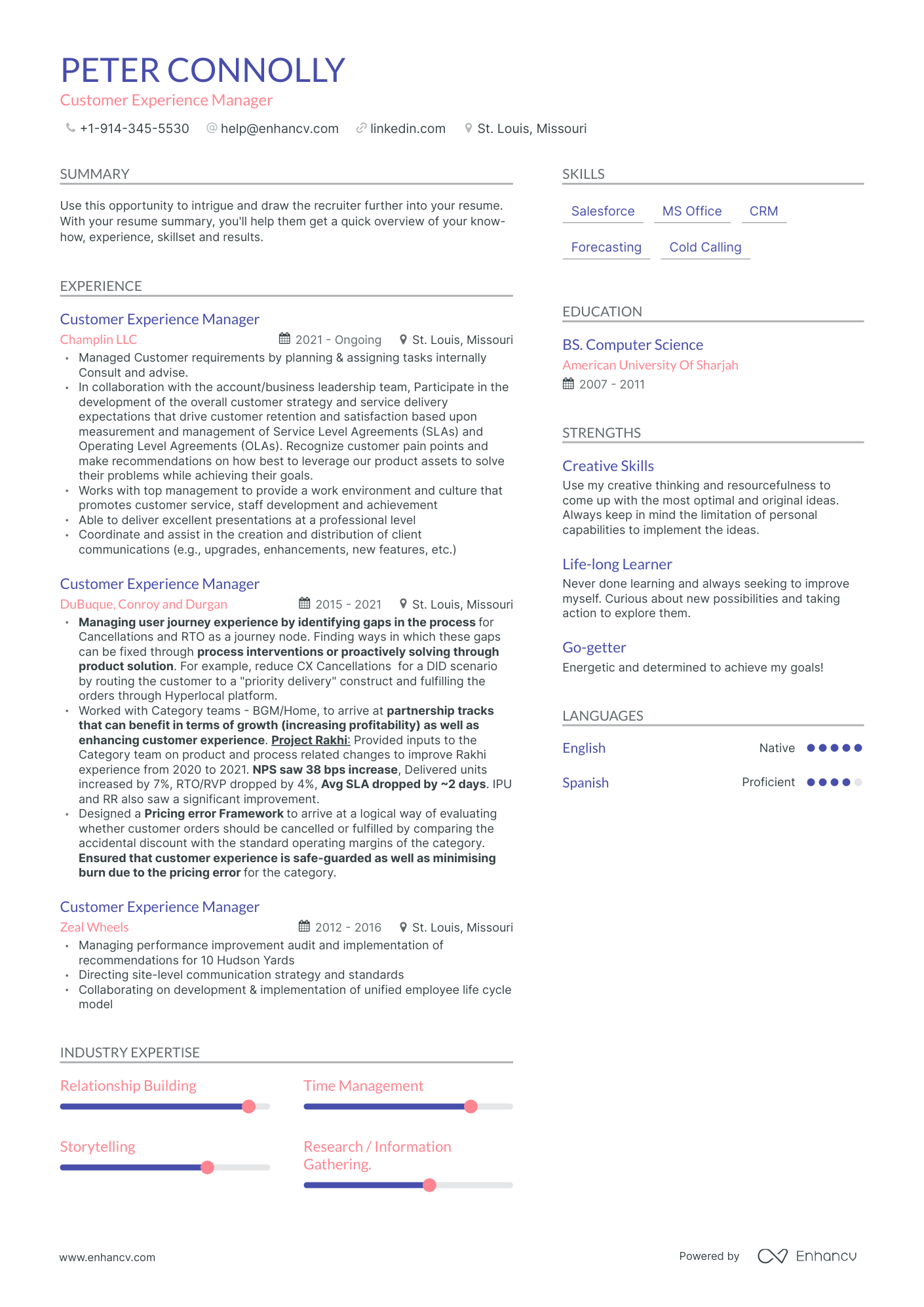 Customer Experience Manager Resume Examples & Guide for 2023 (Layout ...