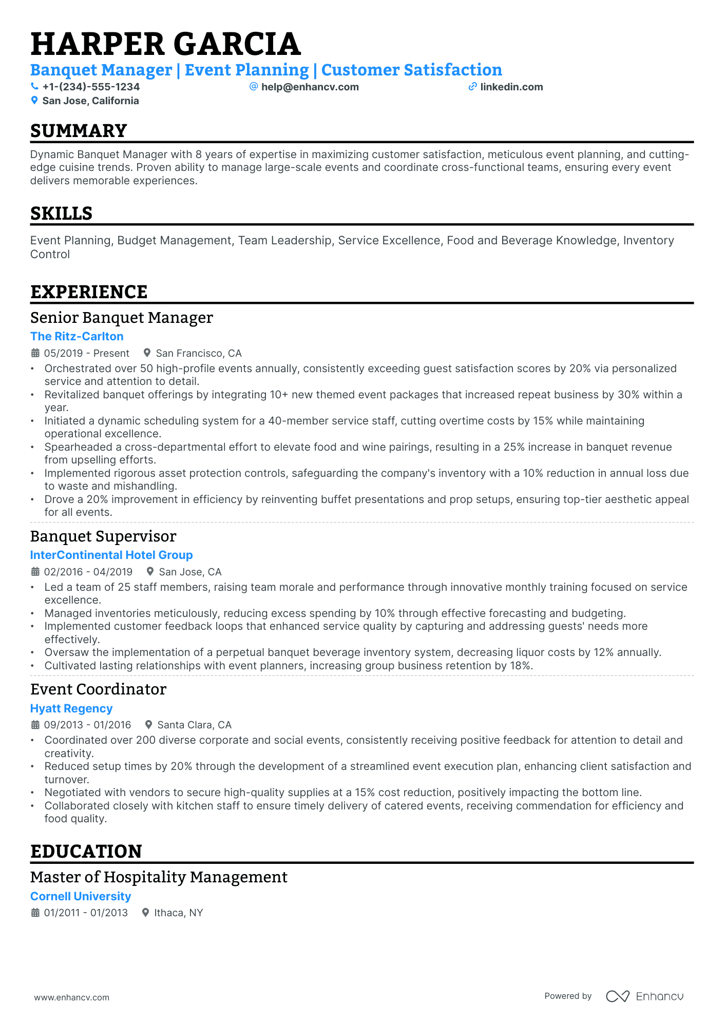 10 Banquet Manager Resume Examples & Guide for 2026
