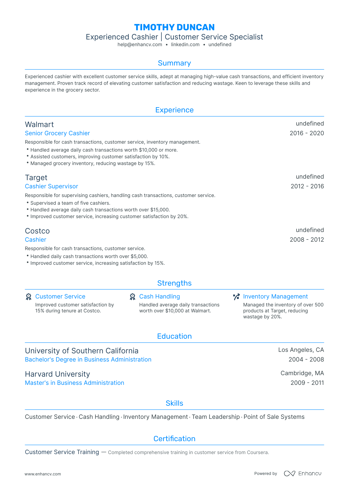 5 Grocery Store Cashier Resume Examples & Guide for 2024