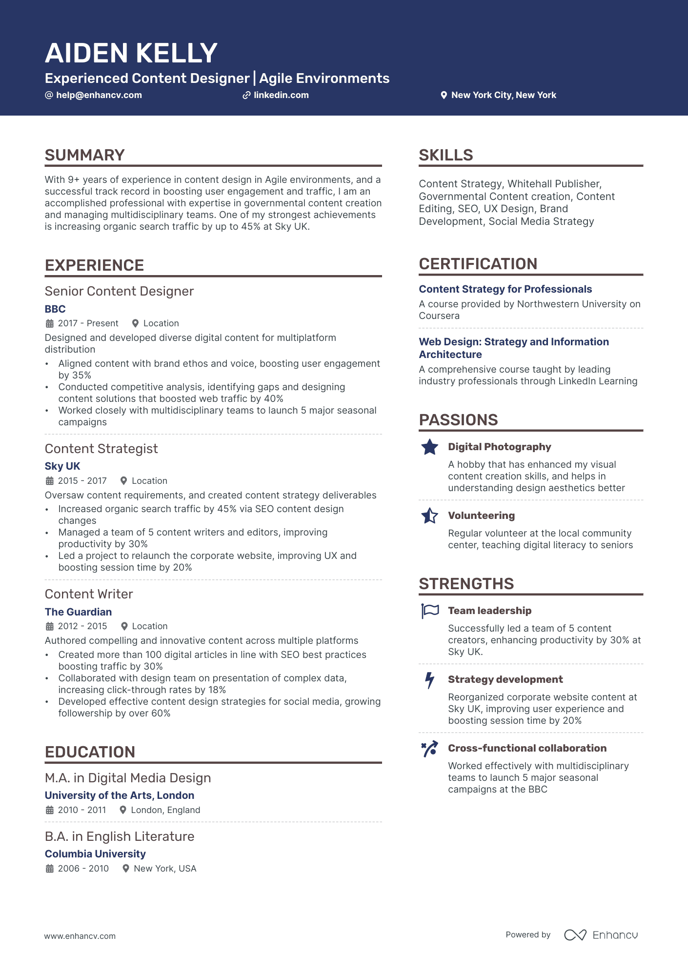 10 Content Designer Resume Examples & Guide for 2025